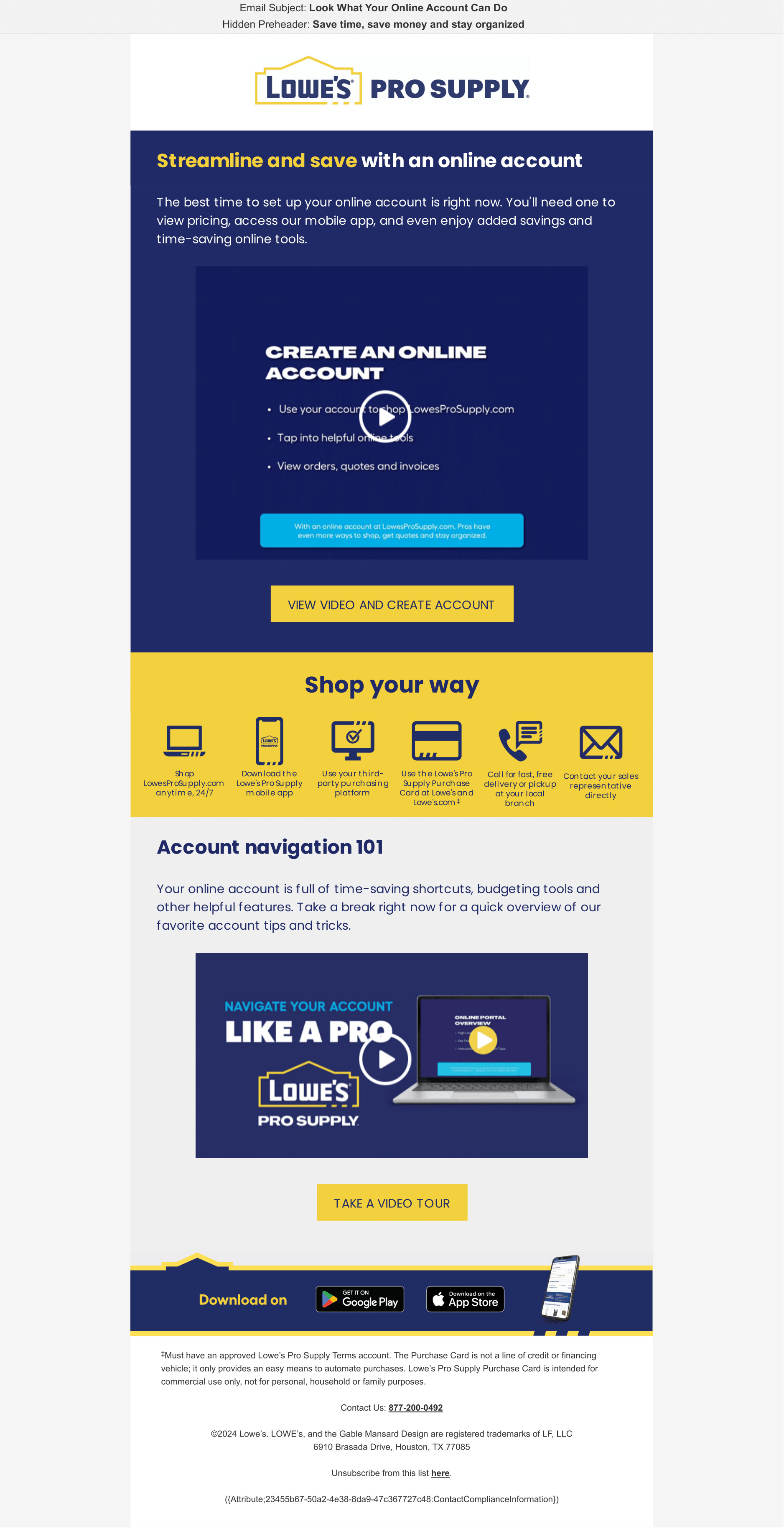 ArtStation - Lowe's Pro Supply - Onboarding Email Journey