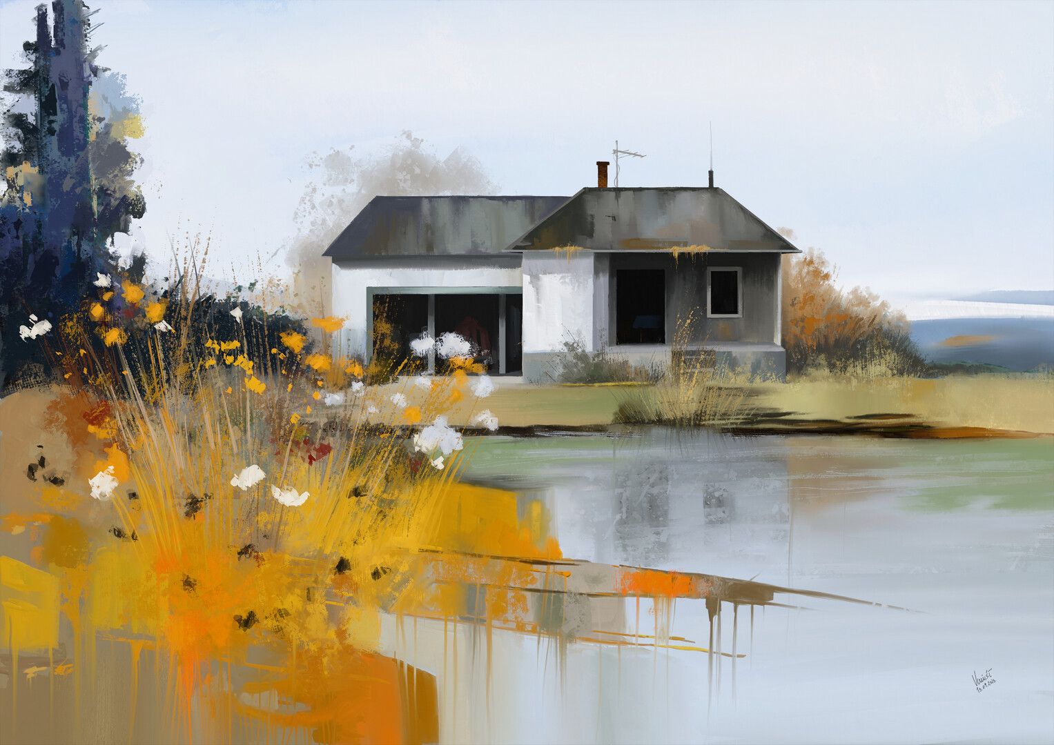 ArtStation - The pond in autumn