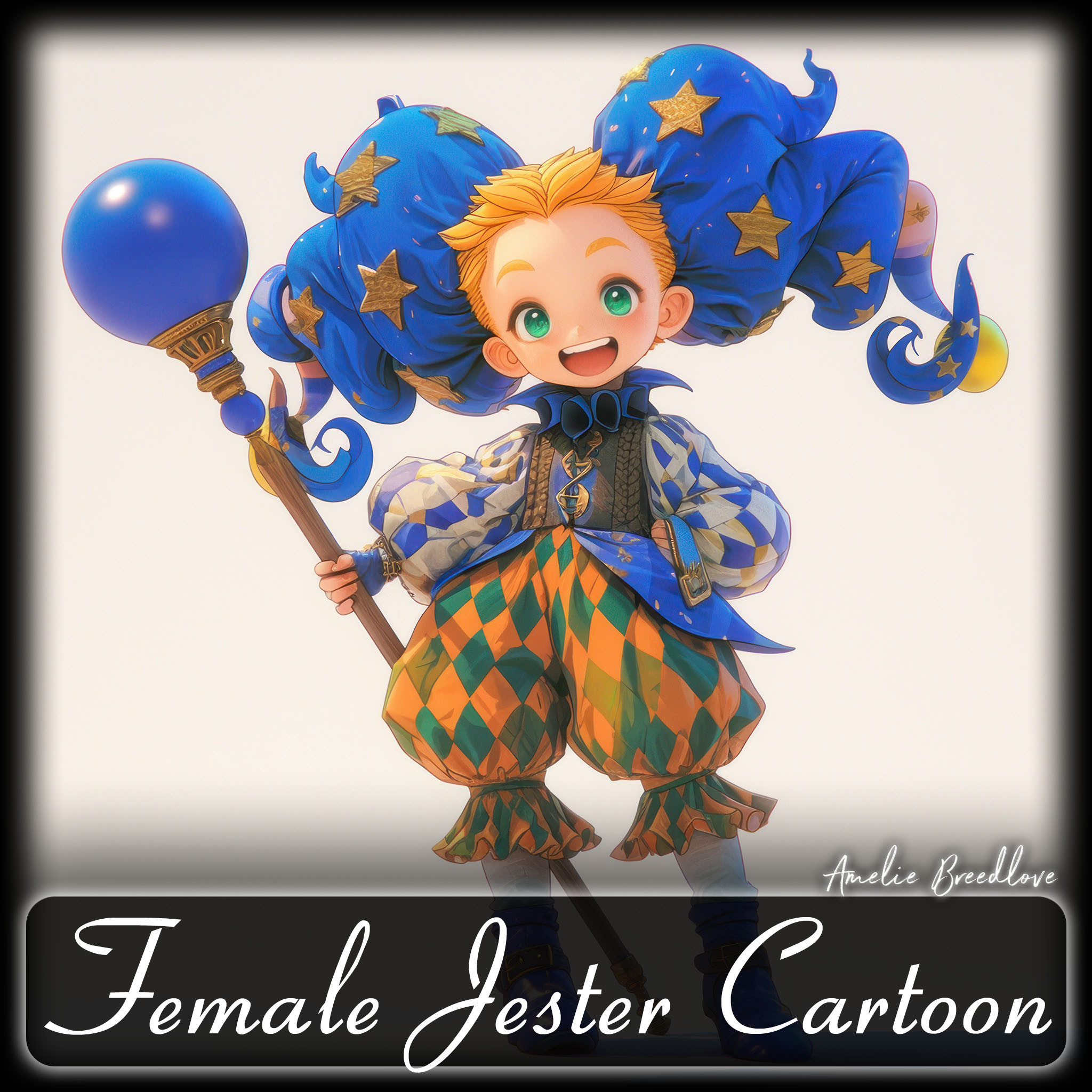 Amelie Anime - 200 Female Jester Cartoon (Full Body) Reference Pack ...