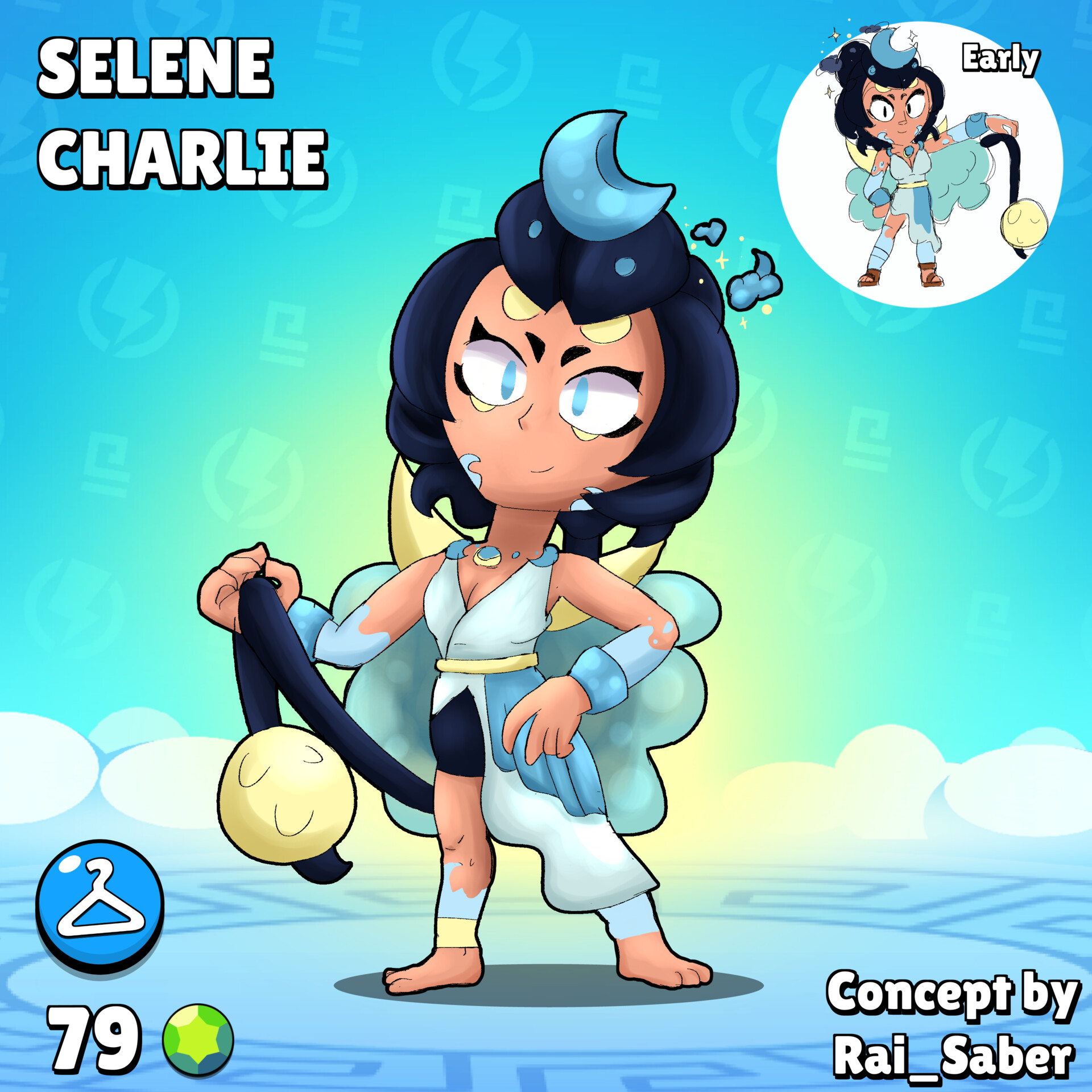 Rai~Saber - Selene Charlie - Brawl Stars Skin Concept