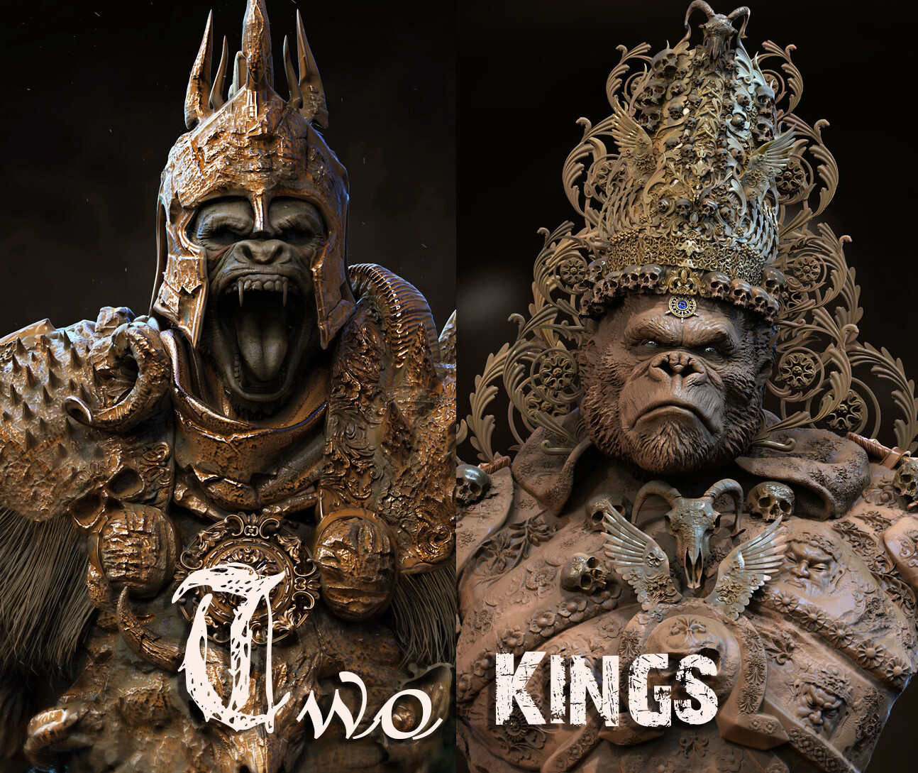 ArtStation - Two kings - Digital Sculpture by Surajit Sen