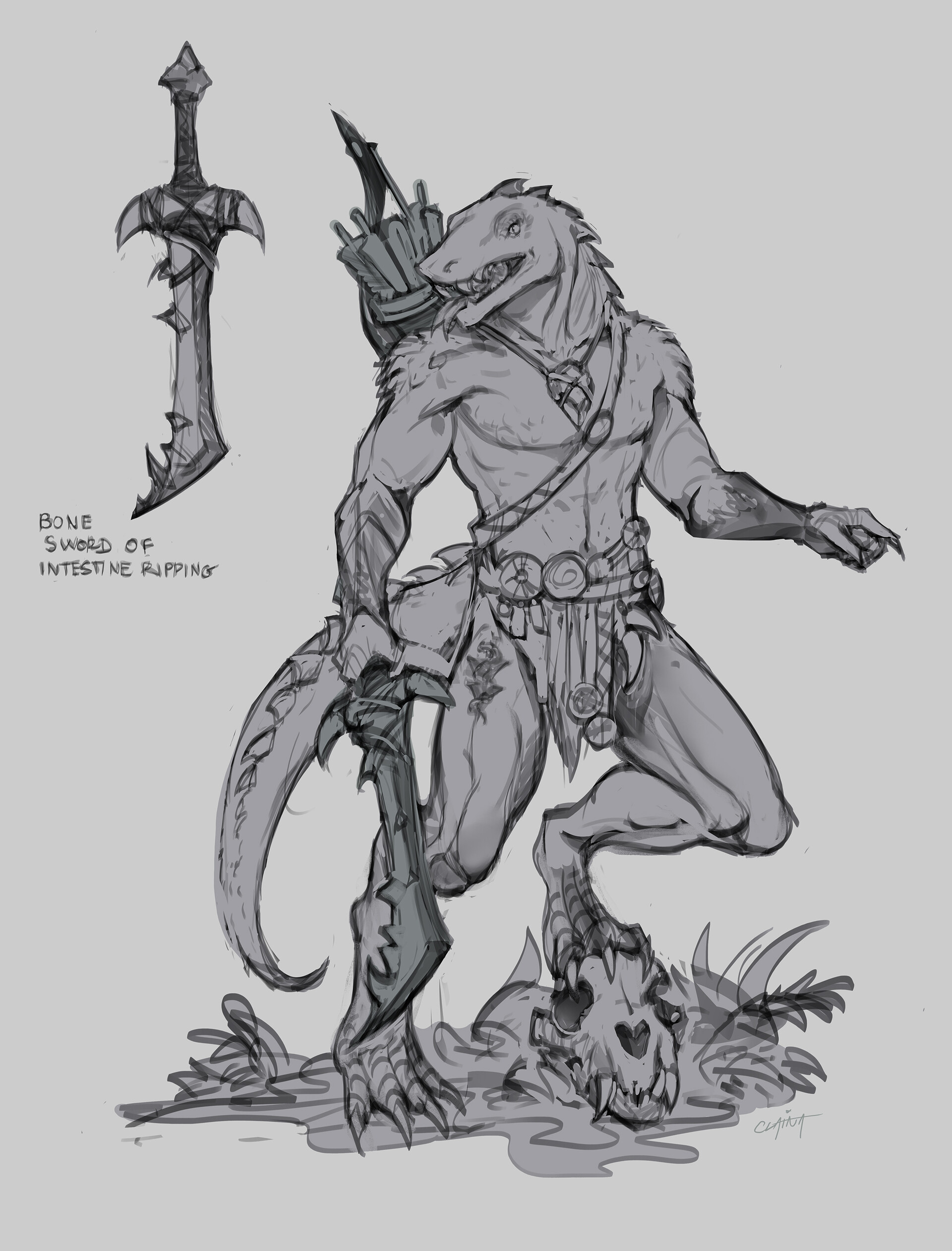 Claina's Portfolio - Bipod Lizardfolk - DND