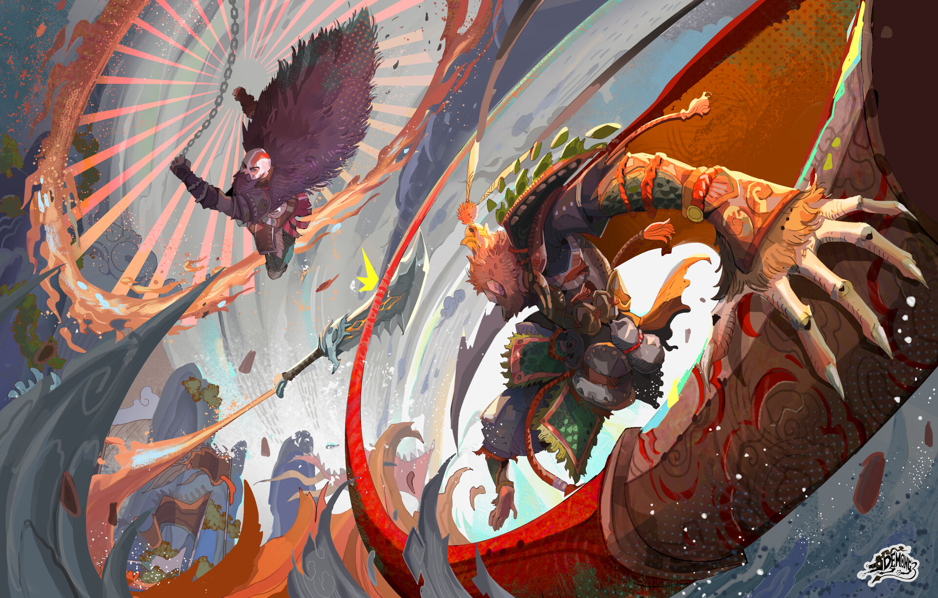 ArtStation - Kratos VS. Sun Wukong