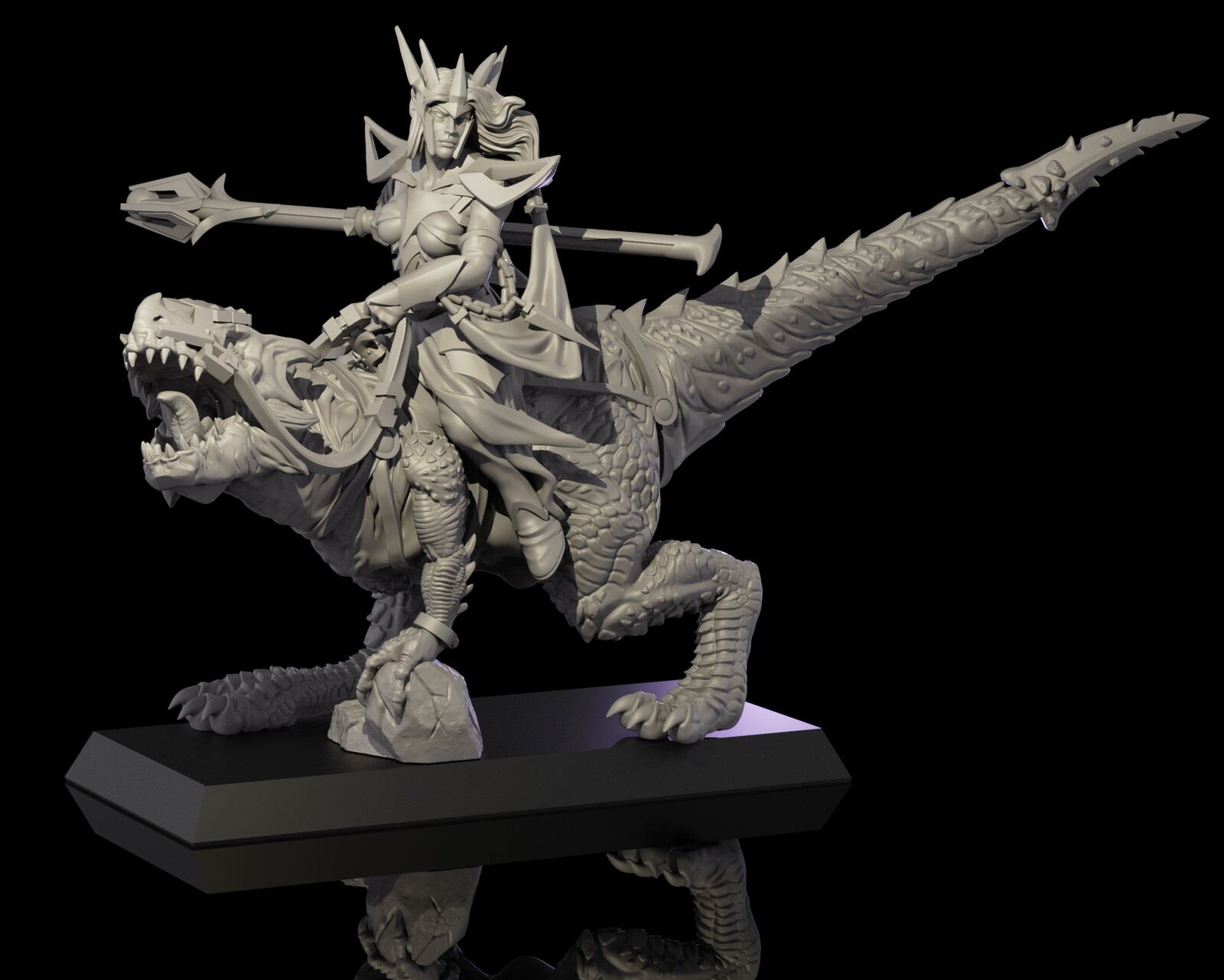 ArtStation - Dark Elf Sorceress on Raptor