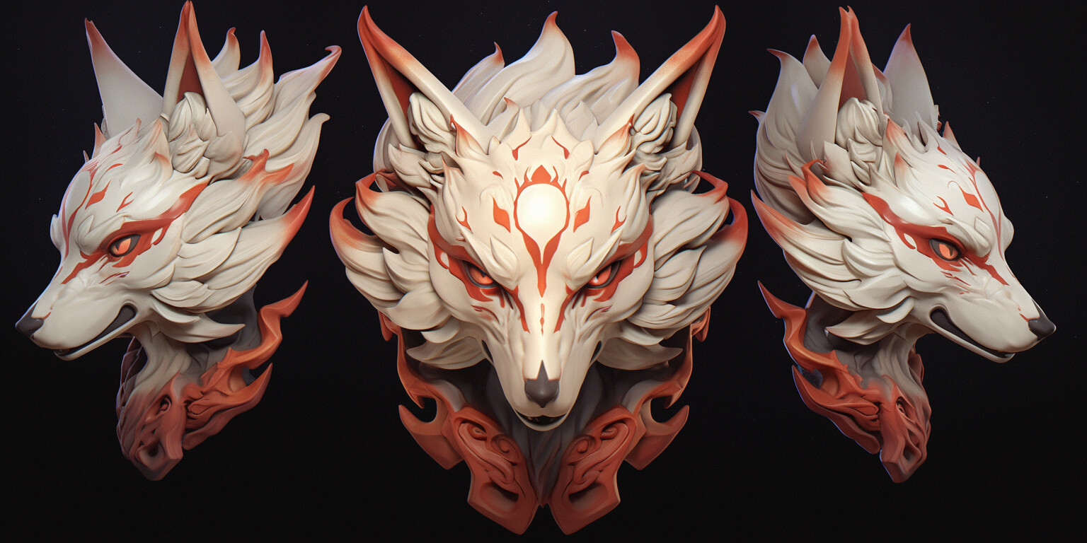 3D Head Sculpt References in 4K - Tika Art - +300 Kitsune Head Sculpt ...