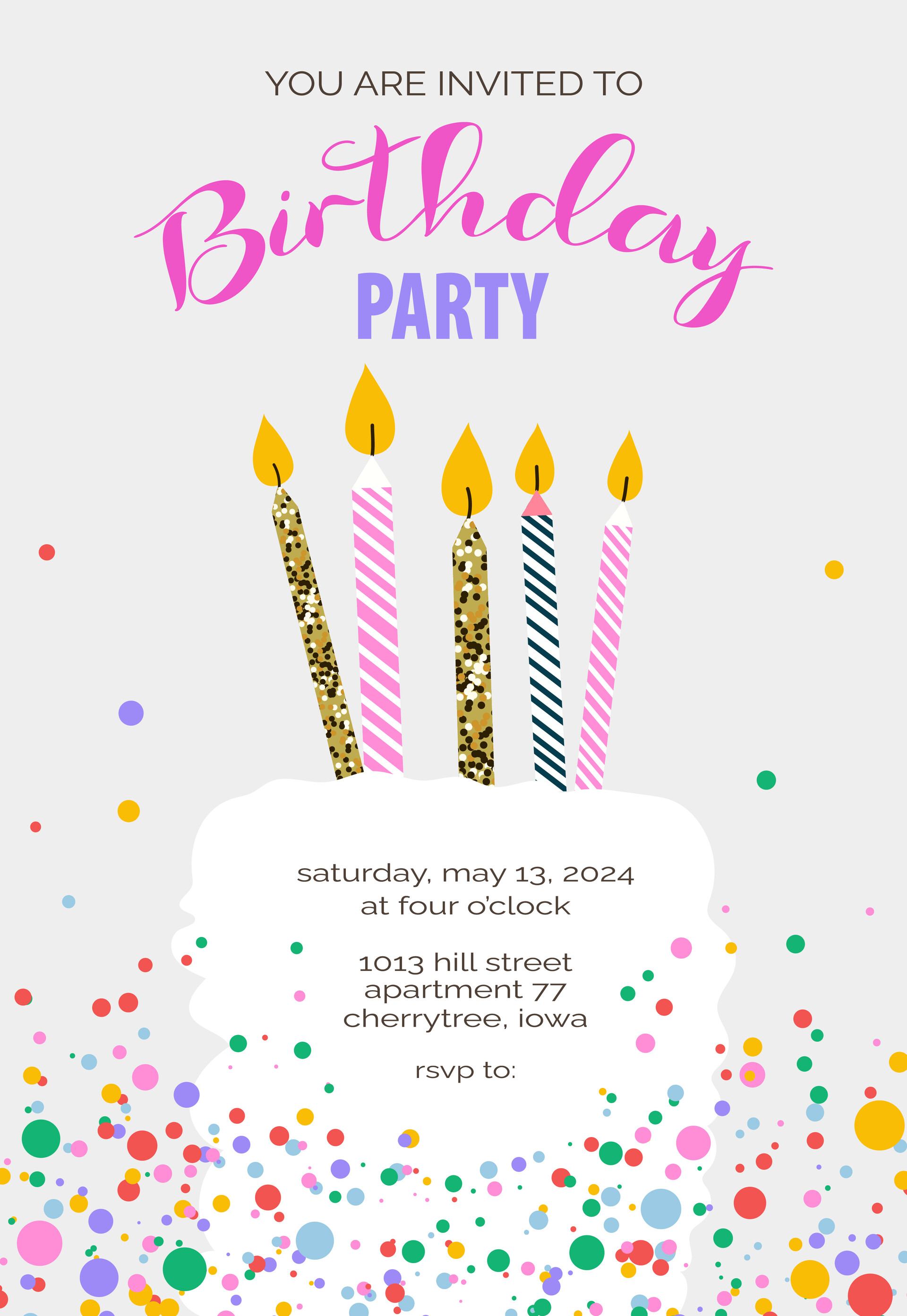 ArtStation - Birthday invitation template with cake and candles