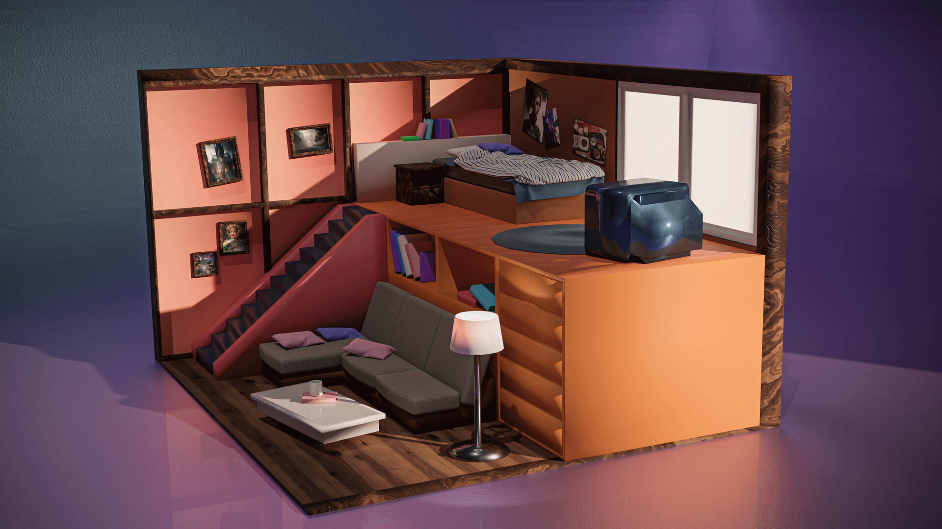 ArtStation - Bedroom Diorama (study)