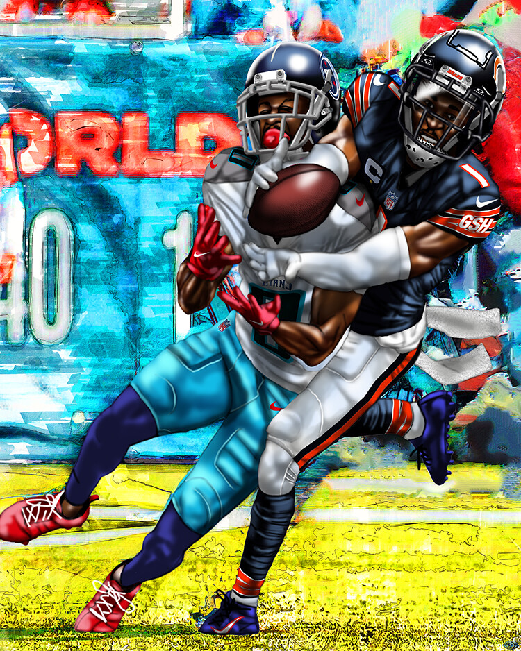 ArtStation - "Jaylon Johnson Vs The Titans Painting"