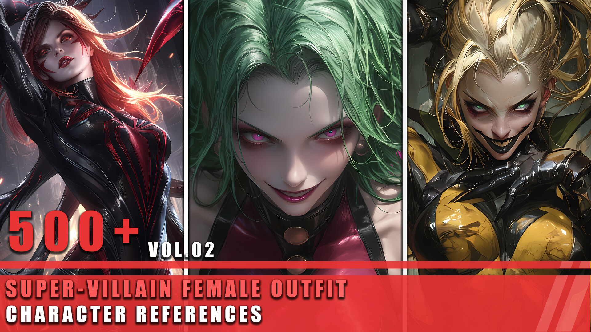 Wayline Arts - 500+ Super-Villain Female Outfit - Character References ...