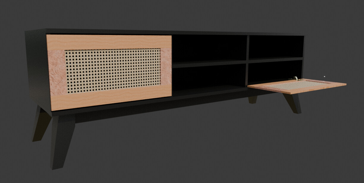 ArtStation - Wooden TV self Props.