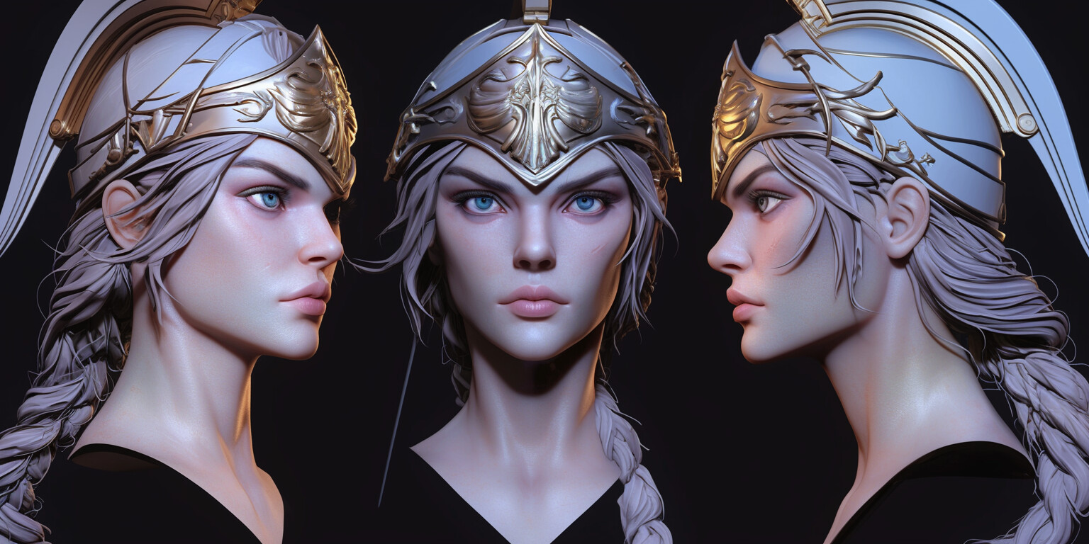 3D Head Sculpt References in 4K - Tika Art - +300 Greek Goddess Athena ...