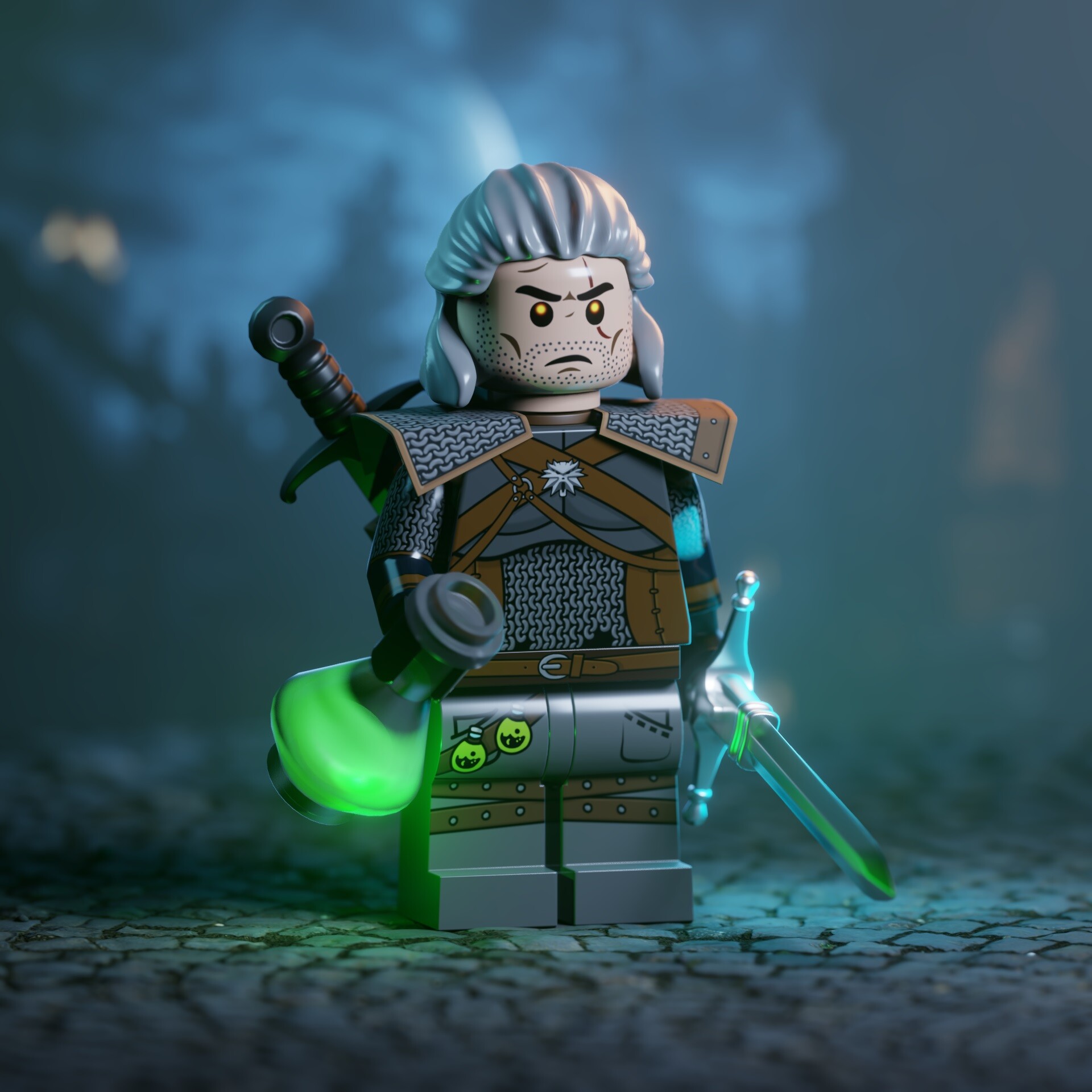 ArtStation - Lego minifigure Witcher