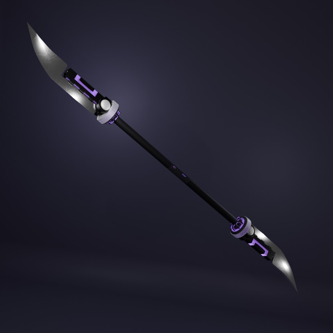 ArtStation - Cyberpunk style two-bladed naginata launcher
