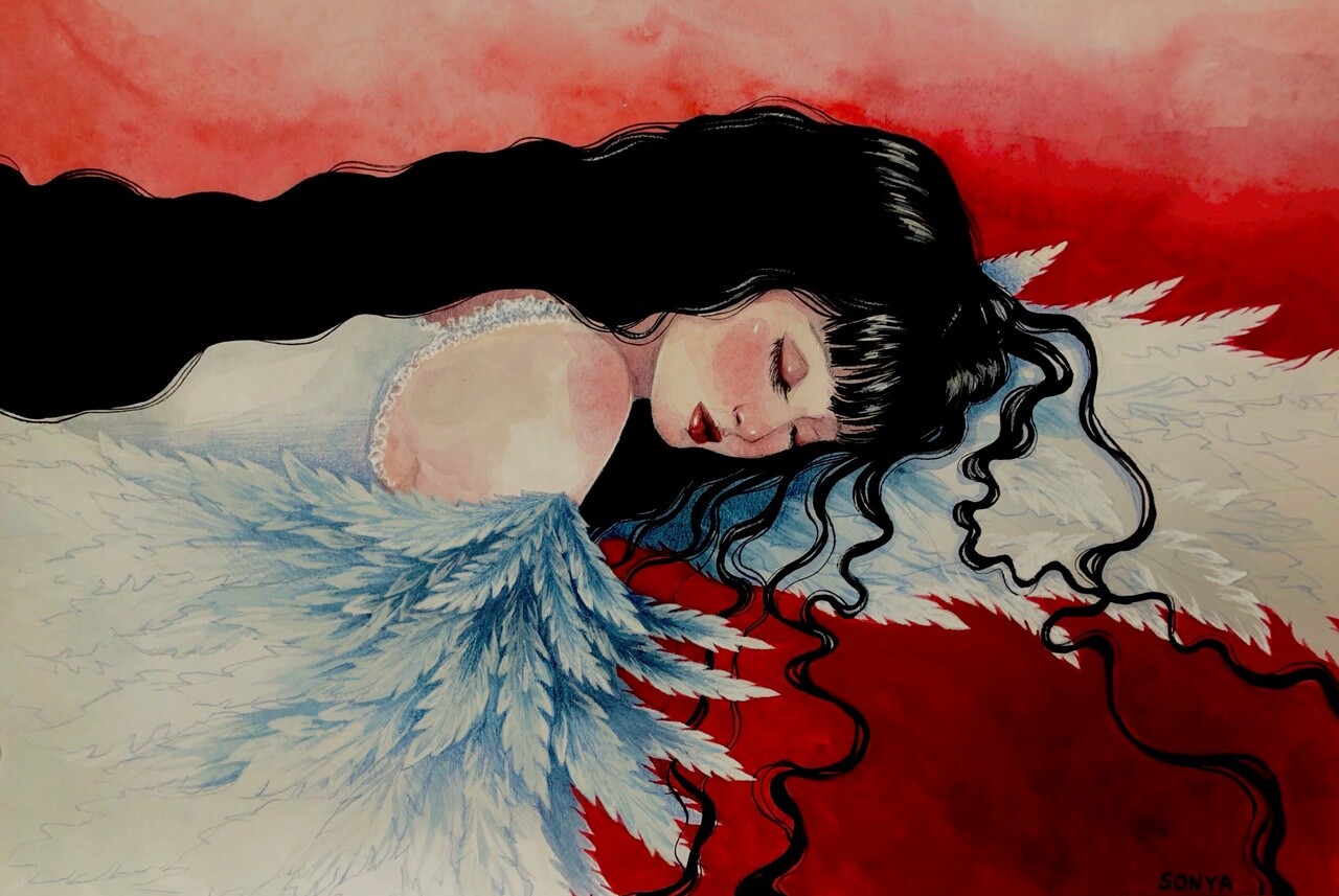ArtStation - Watercolor painting "Fallen Angel"