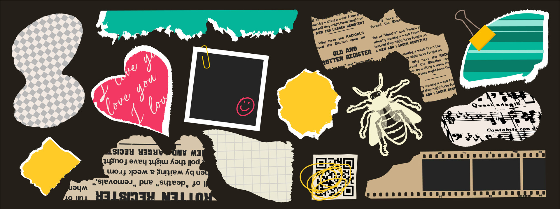 ArtStation - Collage set of rip notepaper