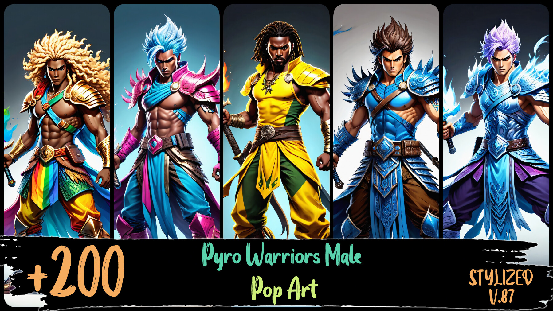 JirenArt - 220 Pyro Warriors Male - Pop Art | 4K | Stylized Vol.87