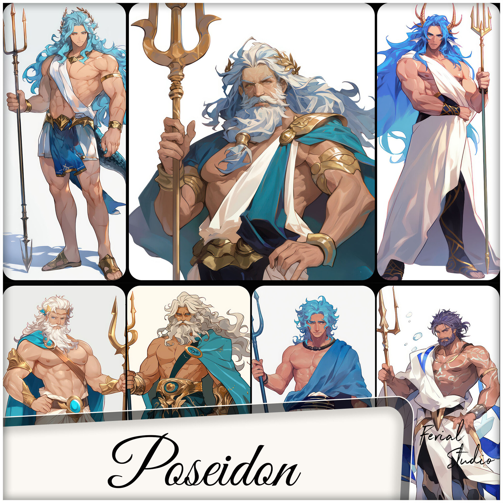 Ferial Studio - 🔹220 Poseidon - Anime Character Reference Image Pack v ...