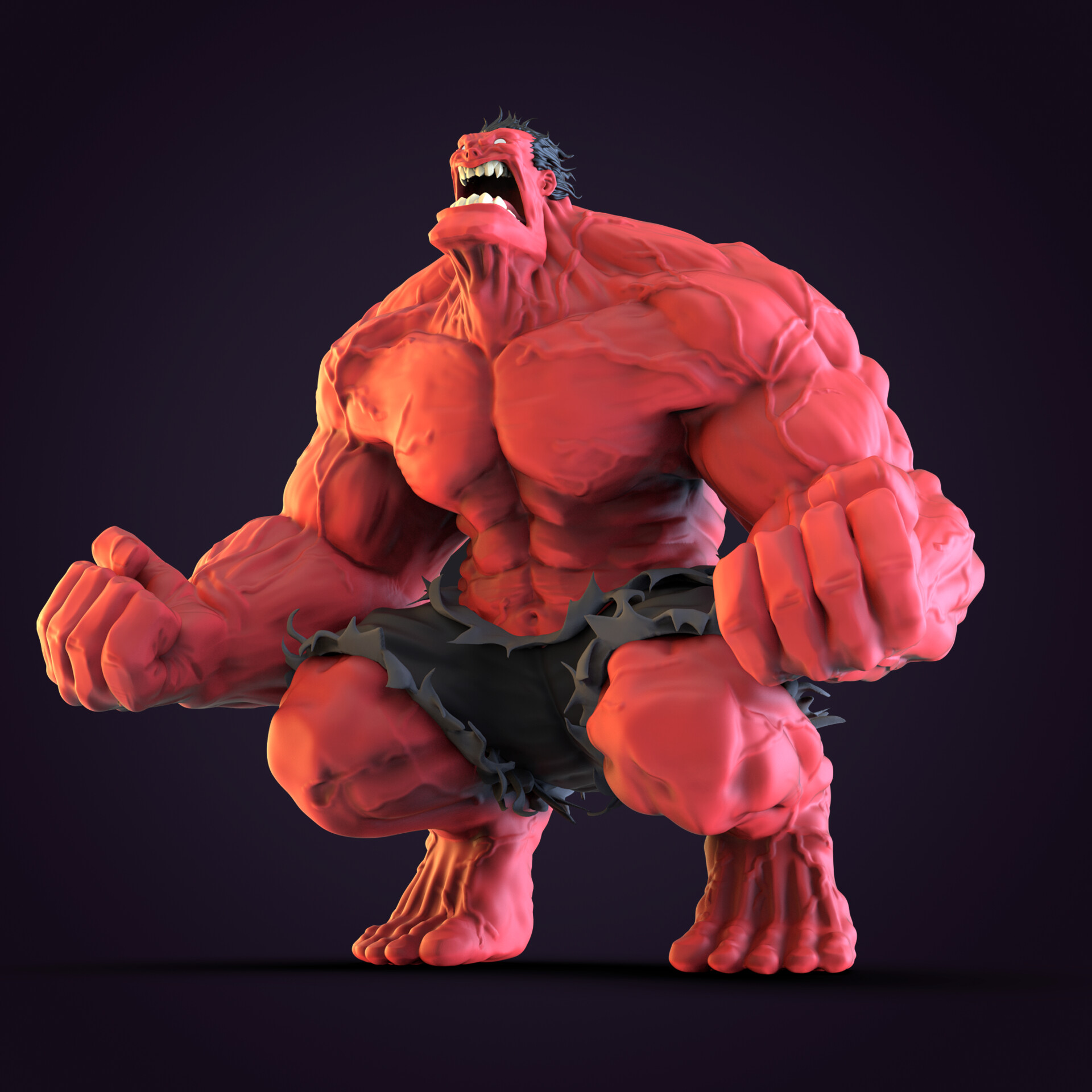 ArtStation - Modelado 3D de Red Hulk – Estilo Semi-Realista/Cartoon