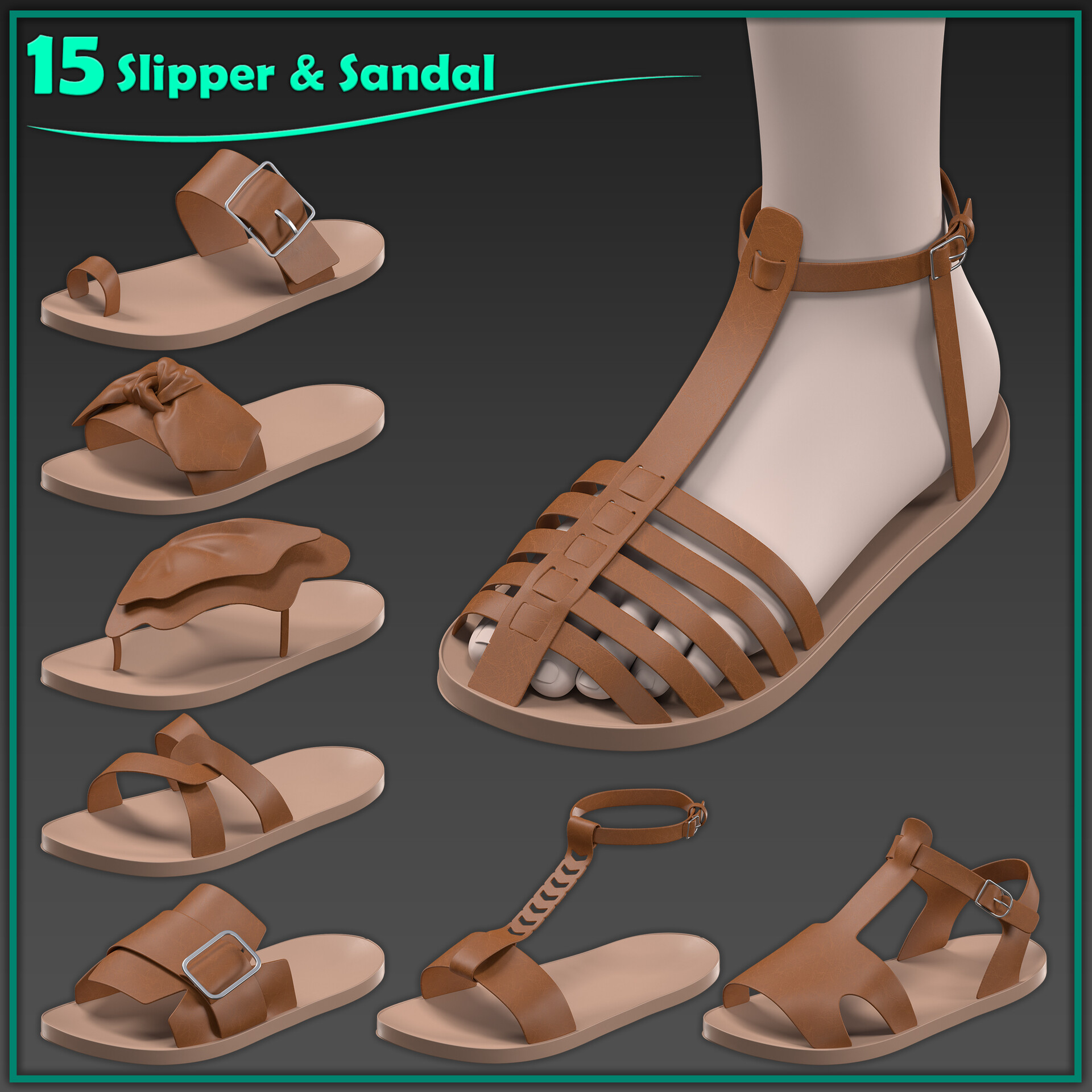 ArtStation - 15 slippers and sandals