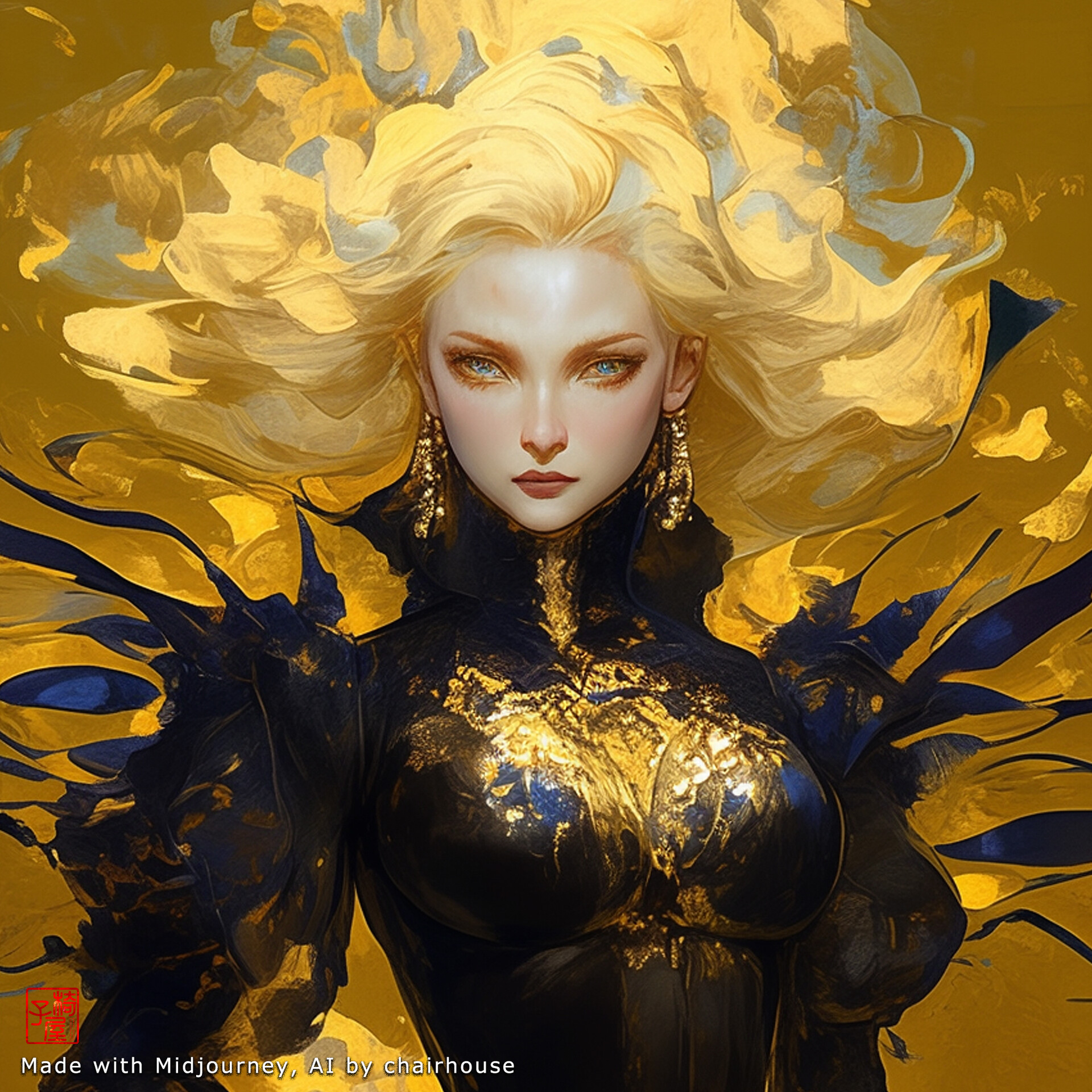 ArtStation - gold dark wind lune lady with Midjourney 240929