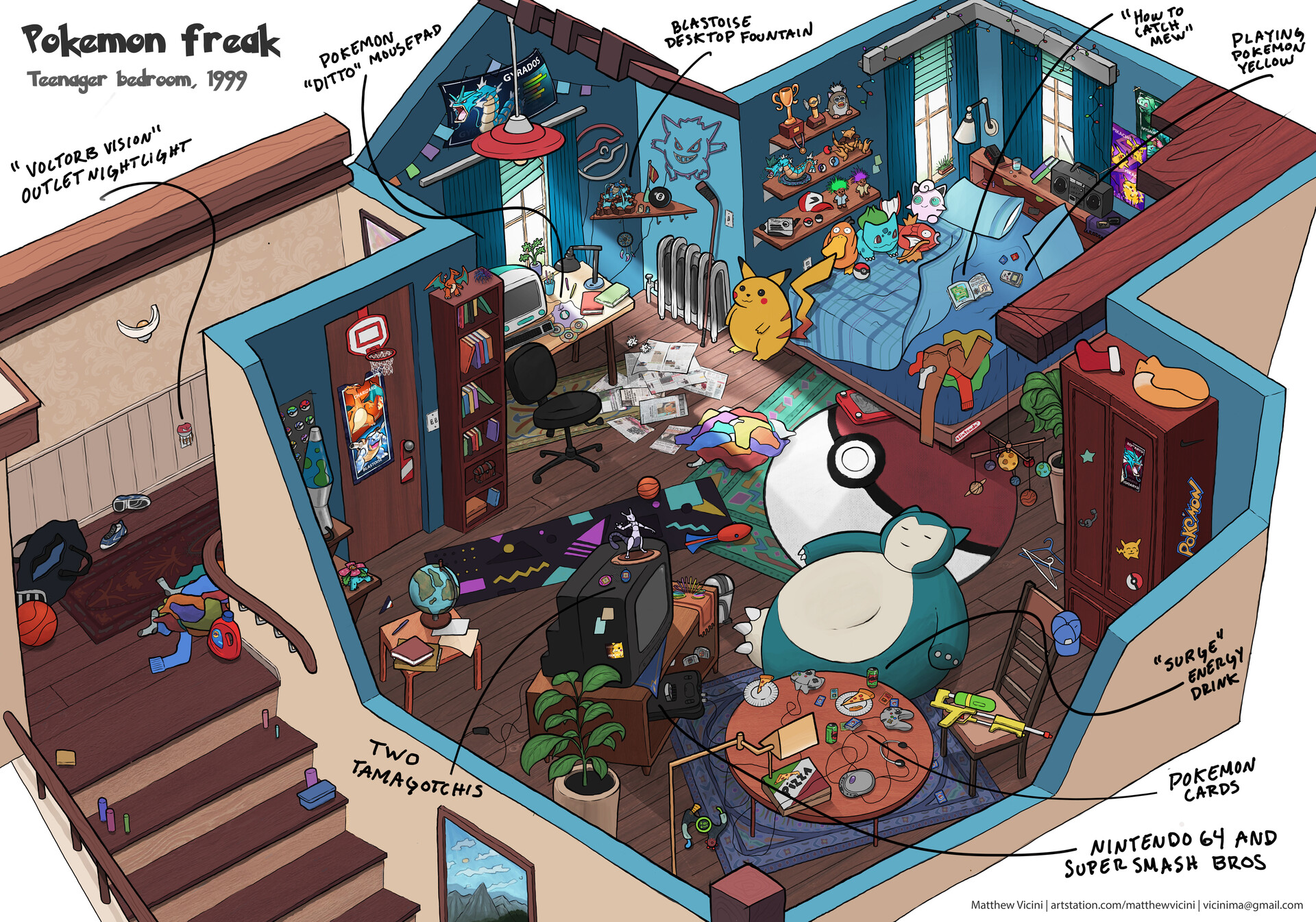 ArtStation - Pokemon Freak | Teenage Bedroom Design