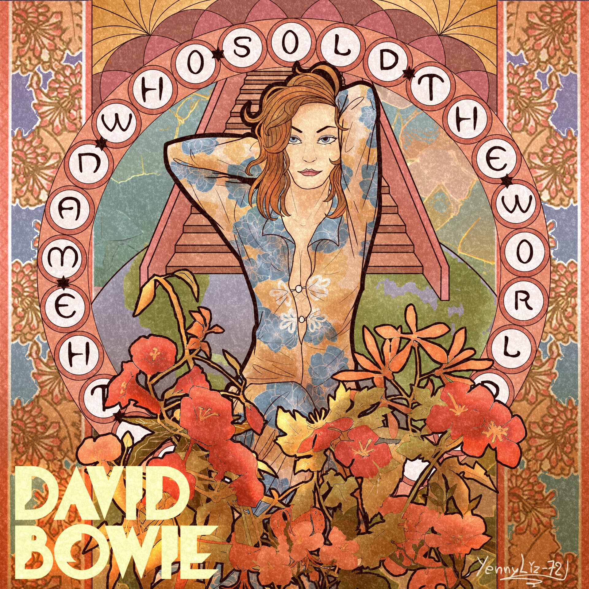 ArtStation - David bowie cover Art Nouveau style