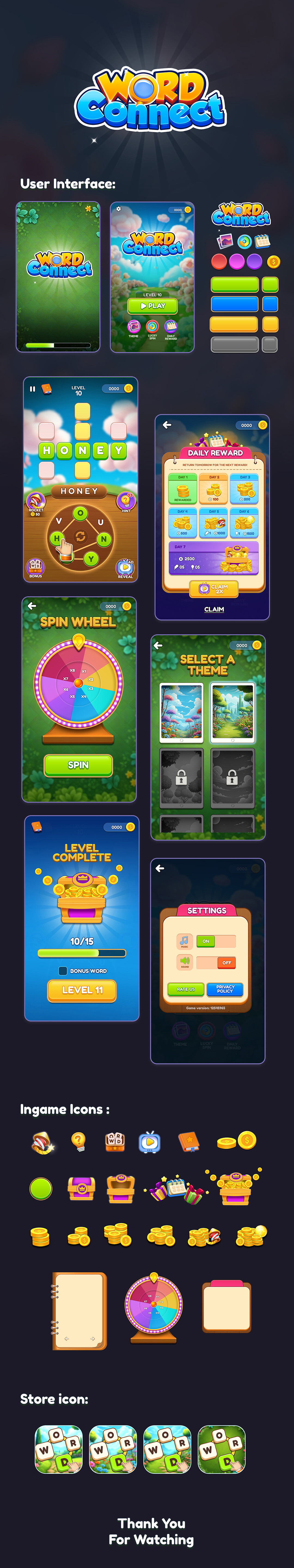 ArtStation - Word Connect, Causal Puzzle Game UI,