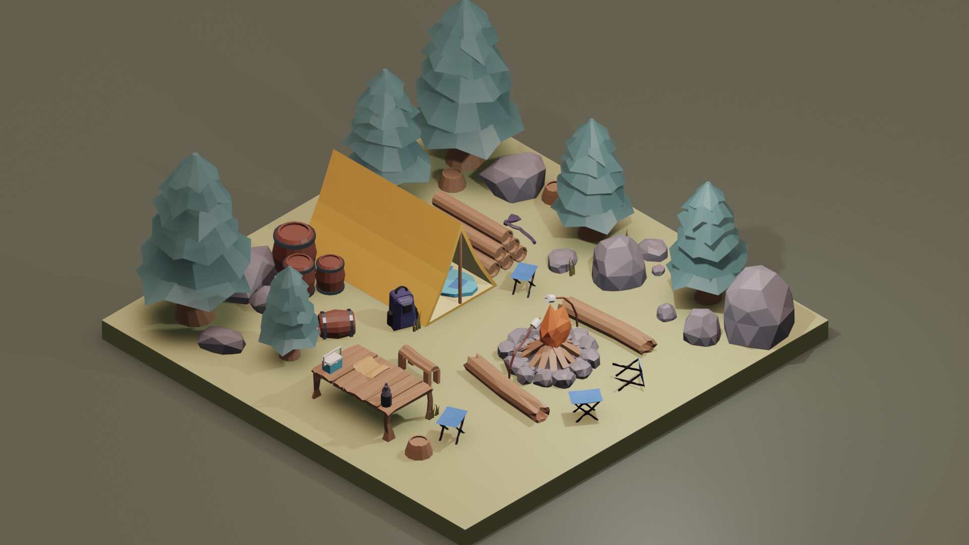 ArtStation - Low-Poly Camp