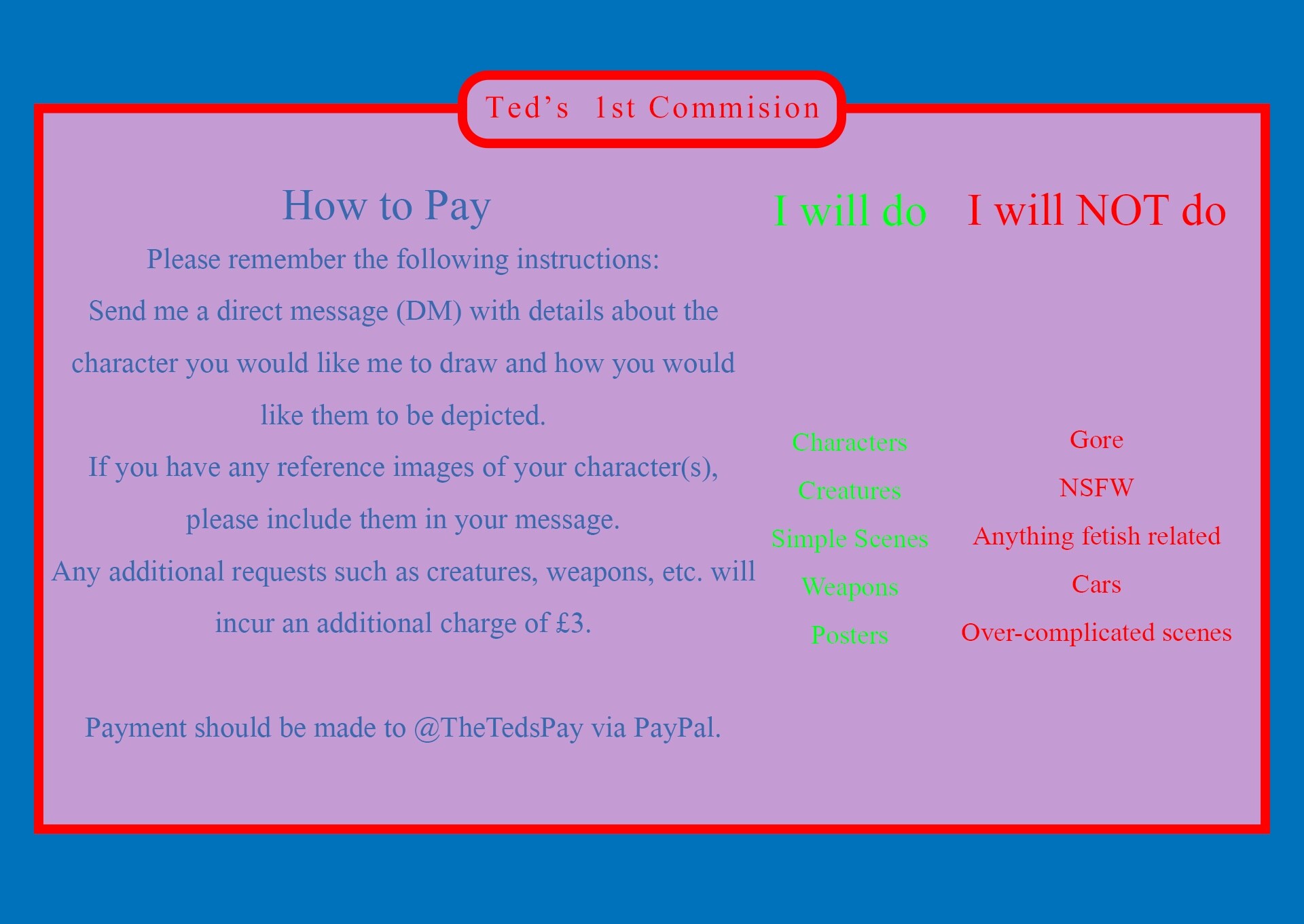 Ted Bennett - My First Commission Sheet