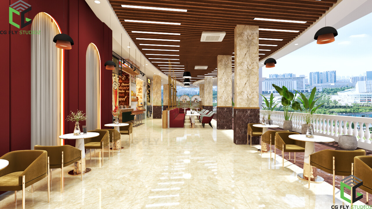 ArtStation - 3D renders of Open terrace cafe