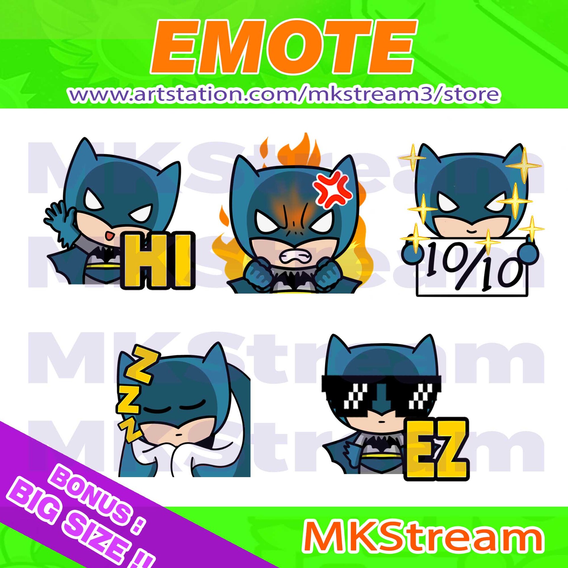 ArtStation - Emotes Chibi Batman waving, comfy, perfect, rage & ez pack
