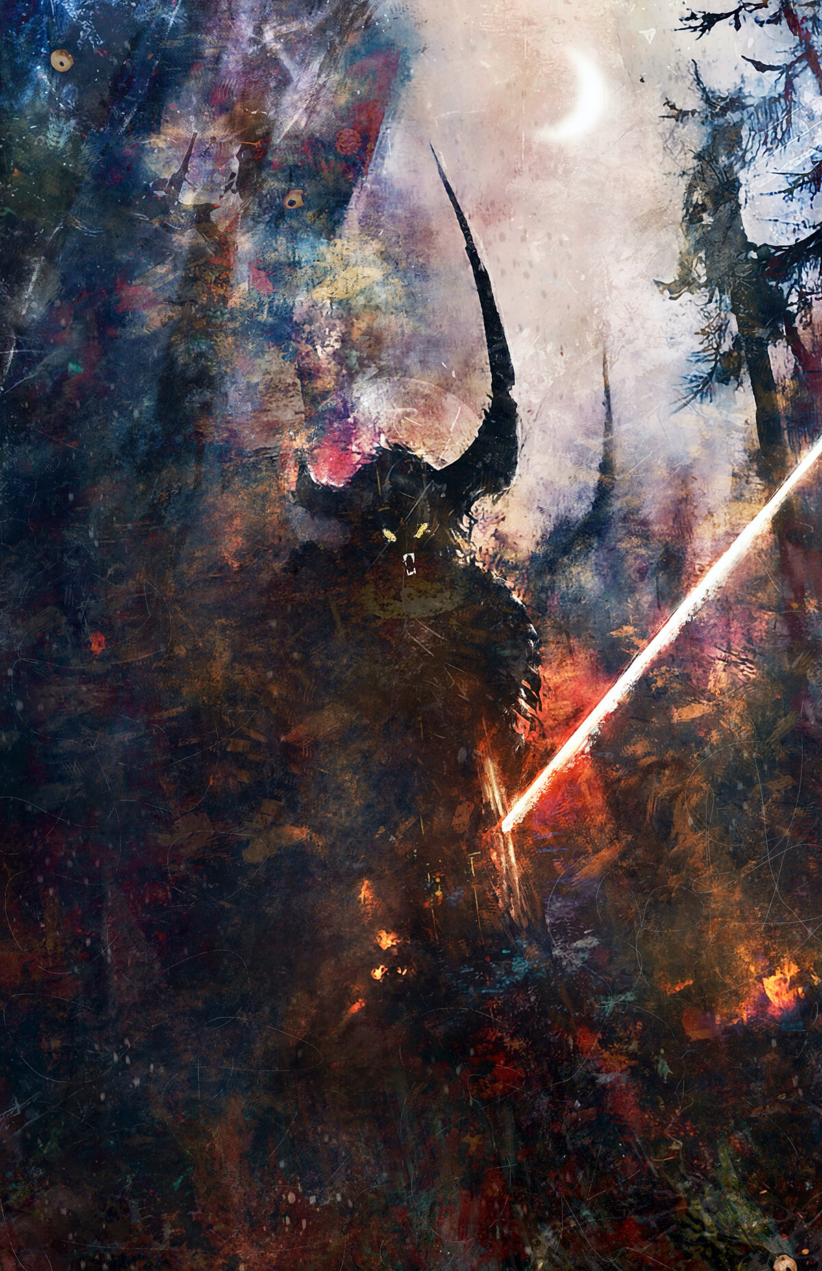 ArtStation - FOREST DEVIL AND HIS FLAME SWORD