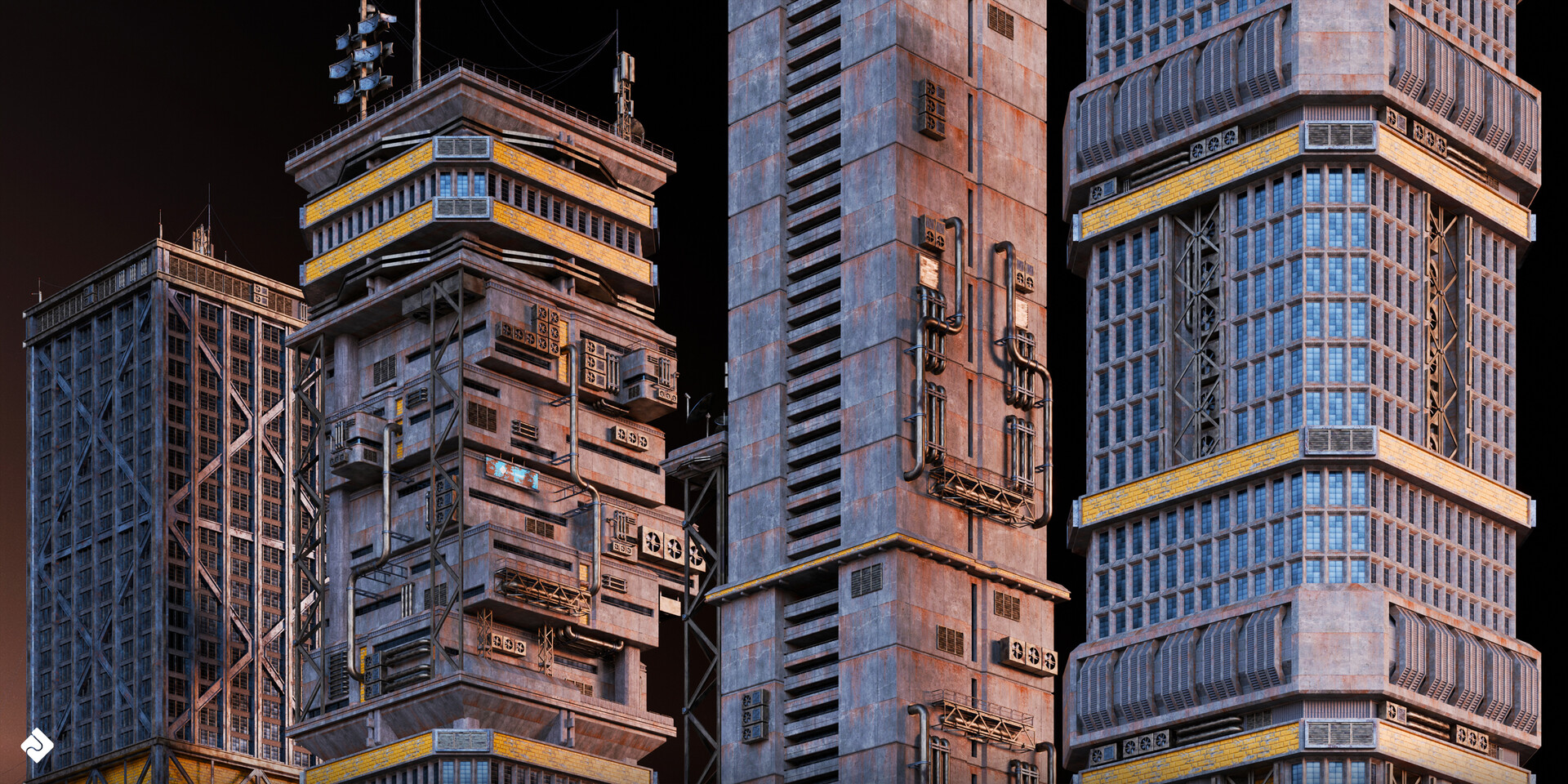 Asset Smash - Cyberpunk: High-Rise - 3D Kitbash Pack