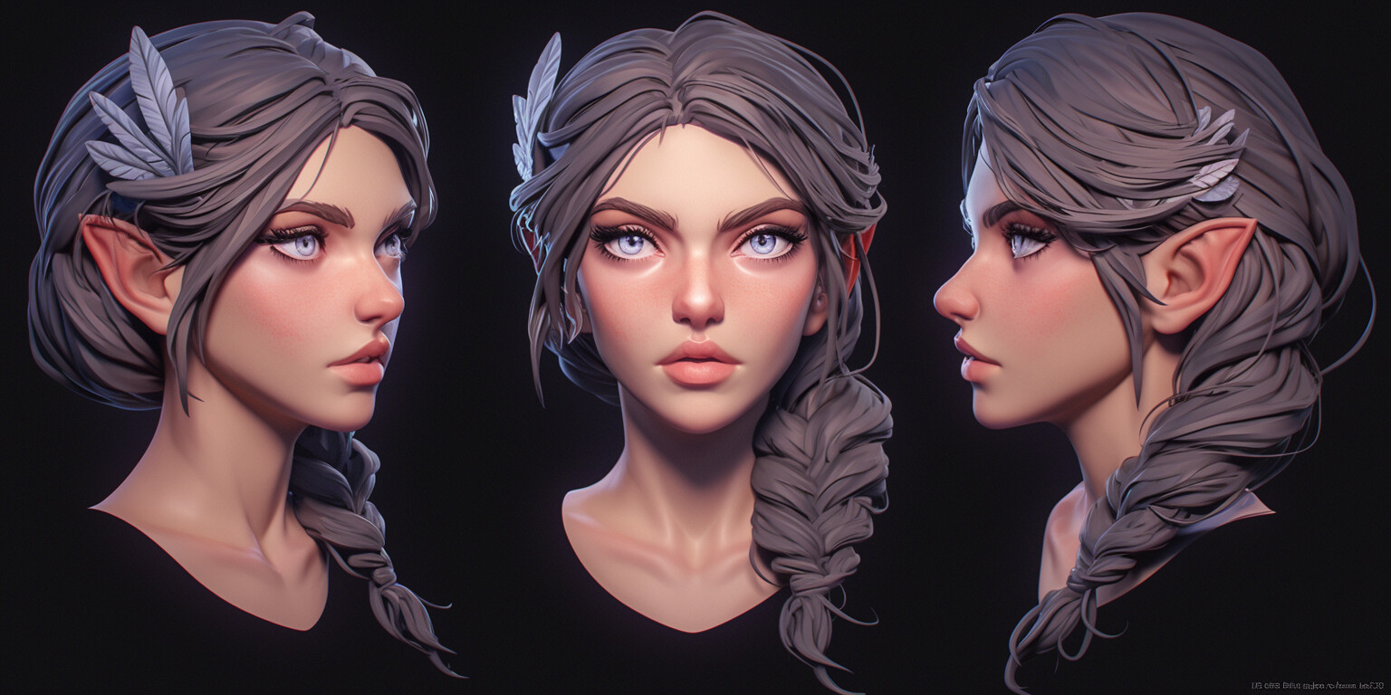 3D Head Sculpt References in 4K - Tika Art - +300 Female Sprite Head ...