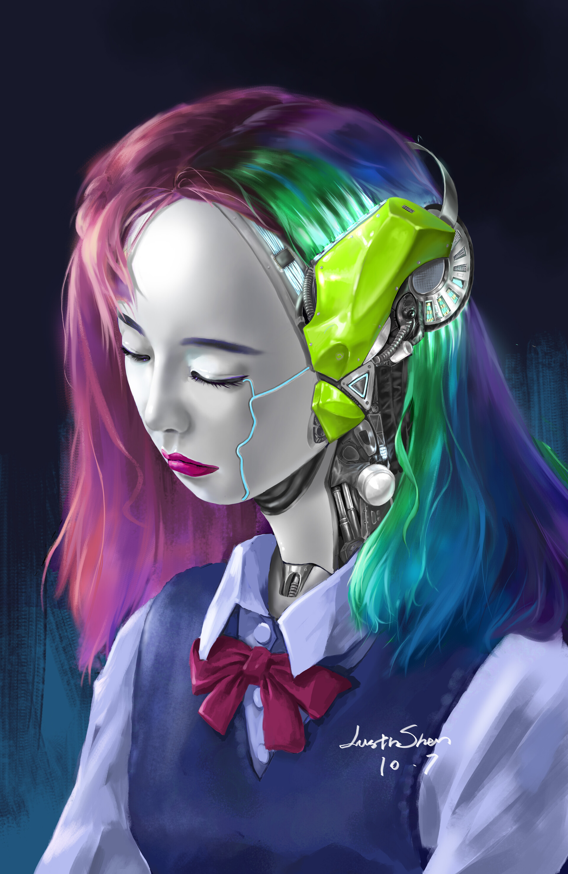 ArtStation - Cyber Mechanic Schoolgirl
