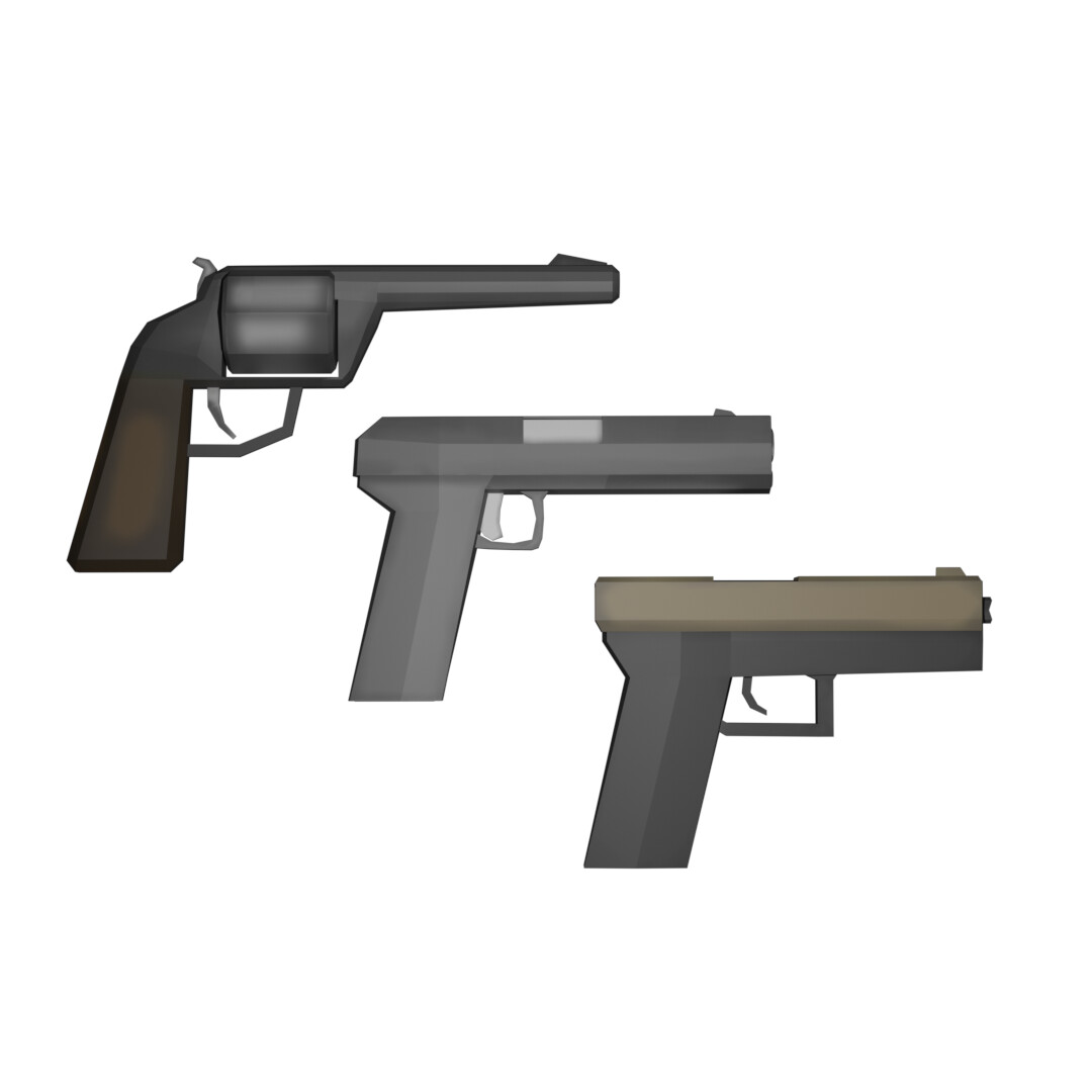 ArtStation - 3 Low Poly Guns