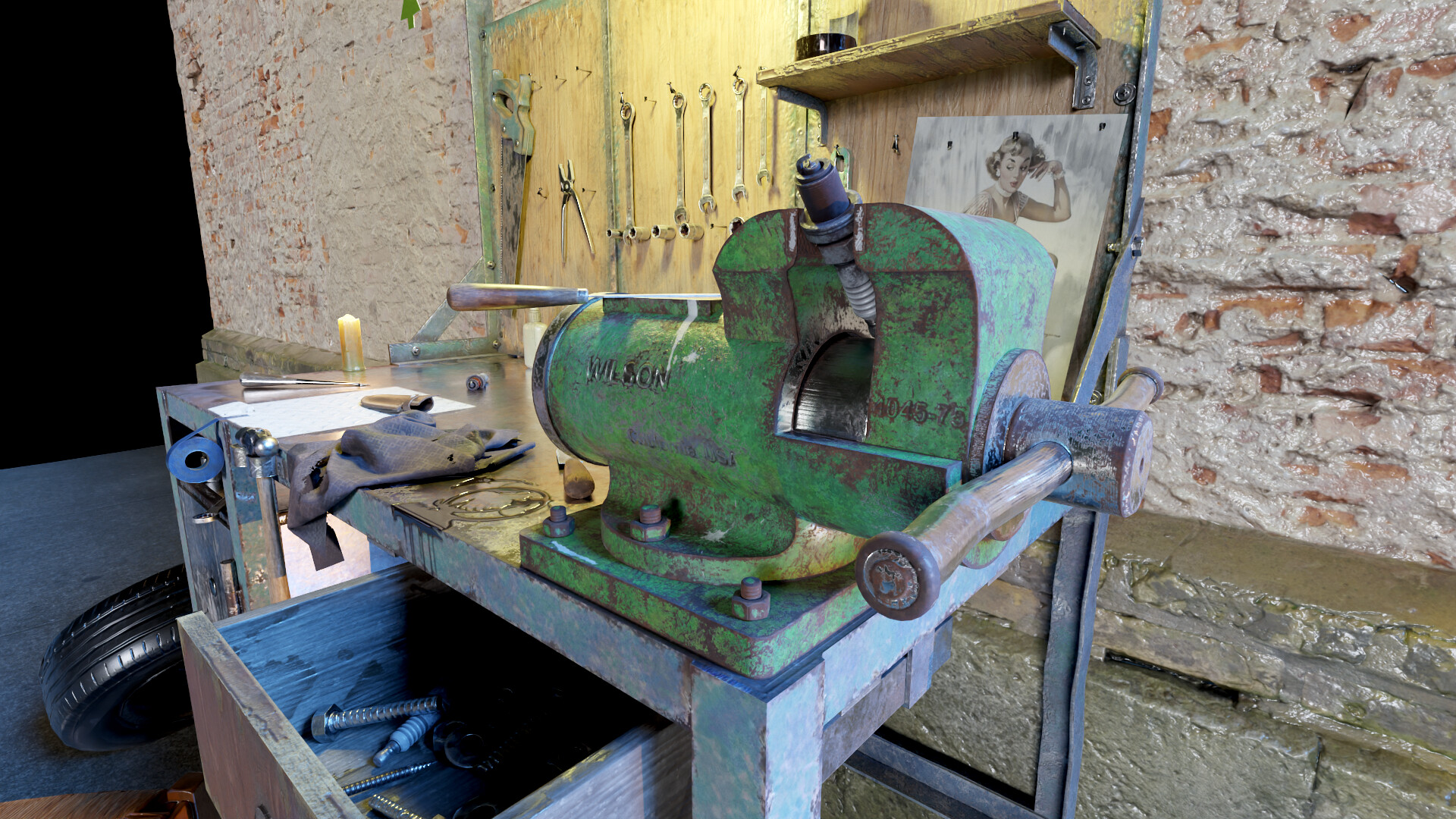 ArtStation - Workbench in the garage (texturing practice)