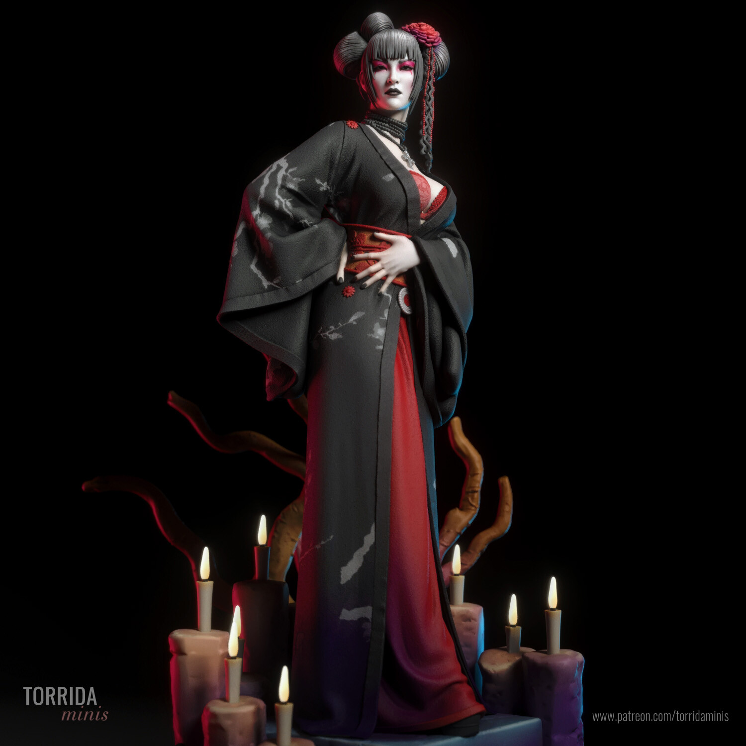 ArtStation - Hikari the goth geisha