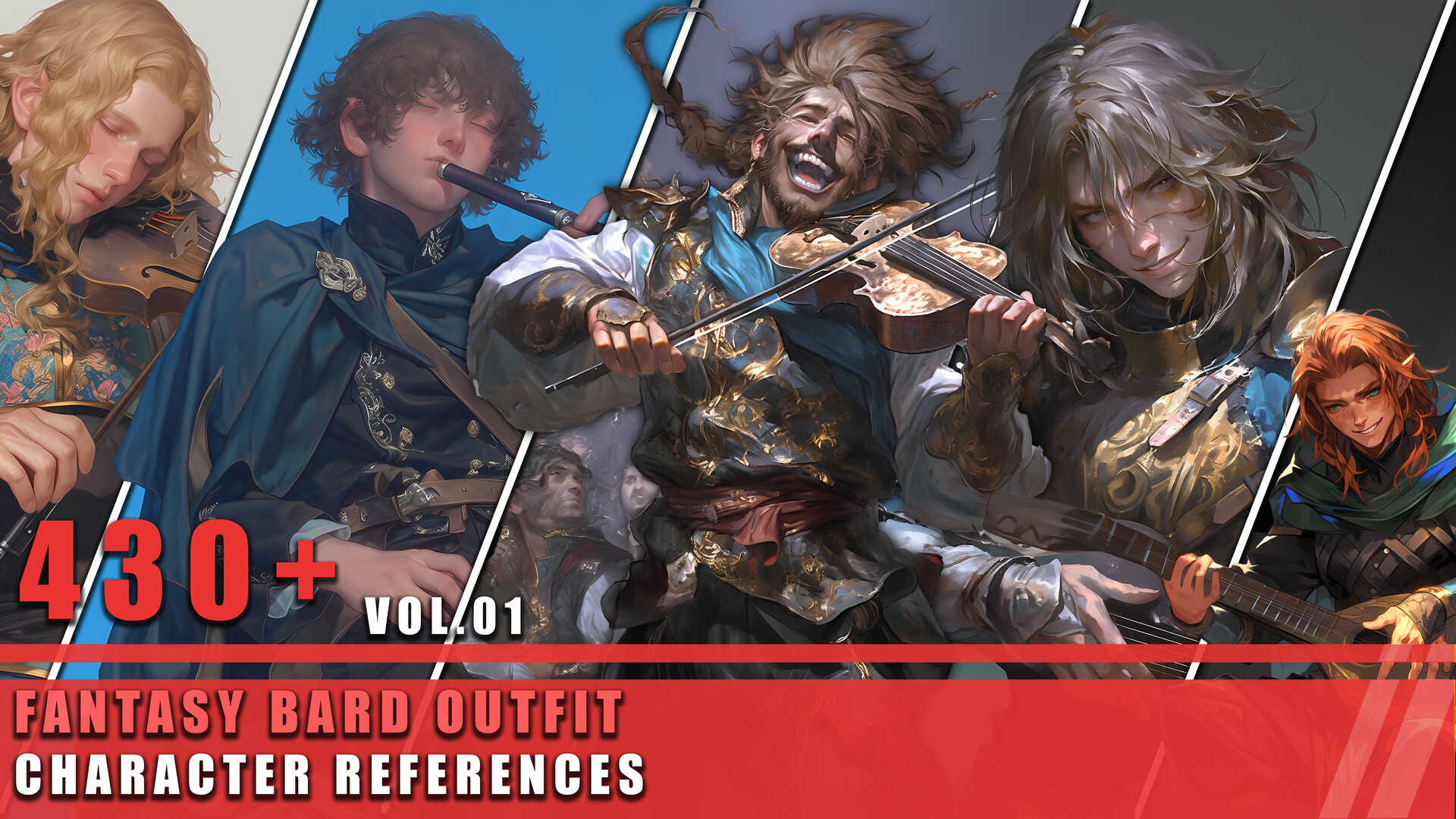 WaterLaw's Studio - 430+ Fantasy Bard Outfit - Character References Vol.01