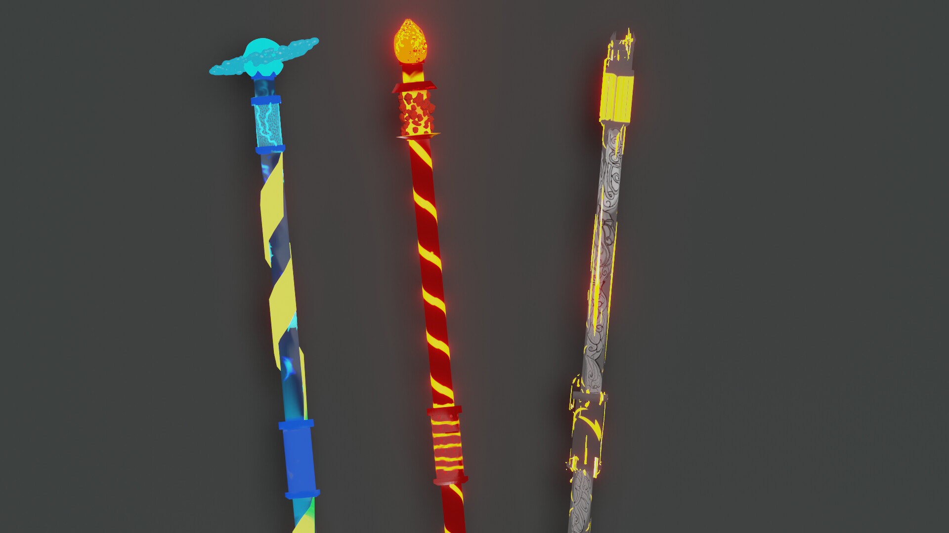 ArtStation - elemental staffs