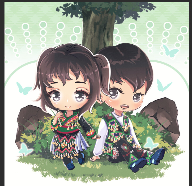 ArtStation - chibi traditional asian dress