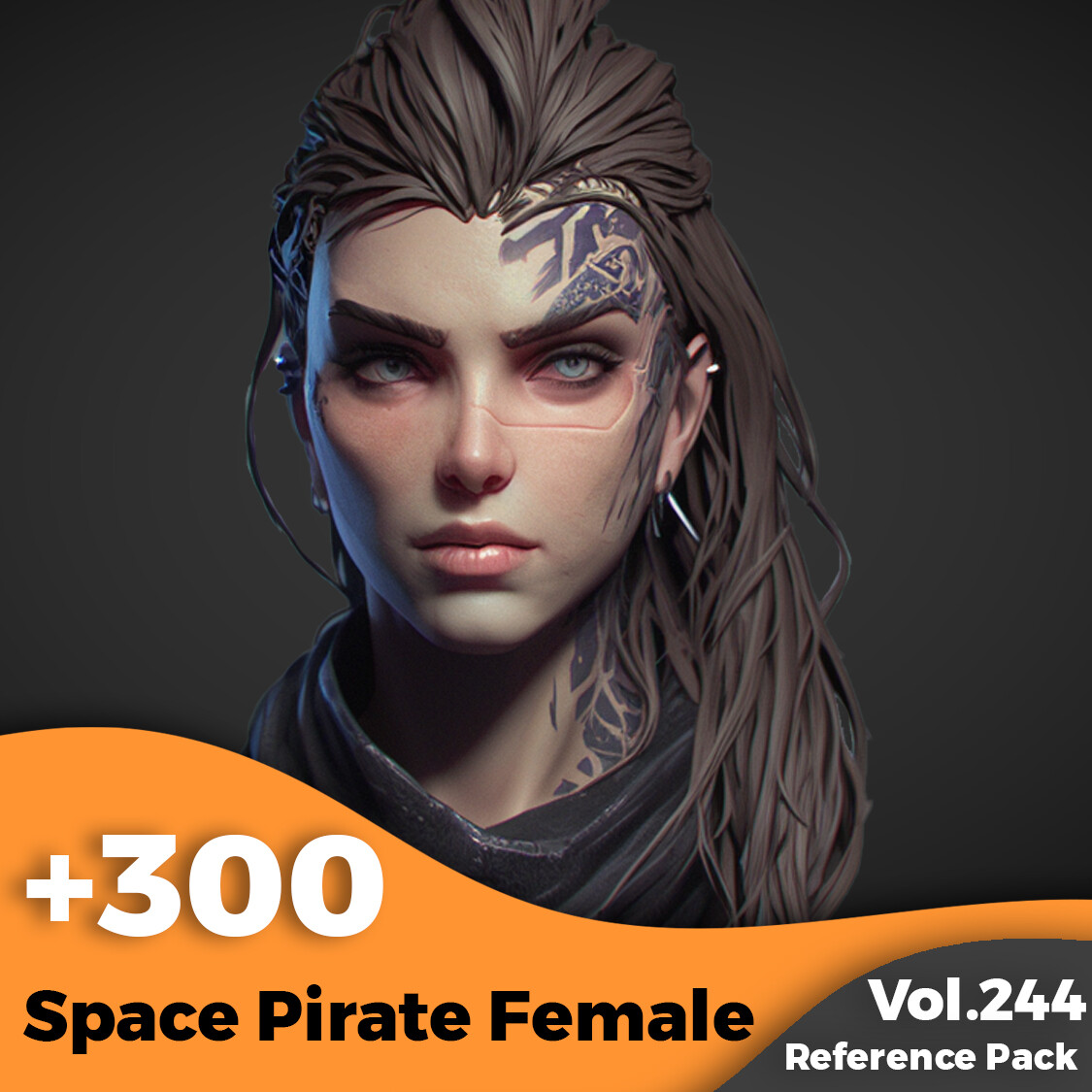 3D Head Sculpt References in 4K - Tika Art - +300 Space Pirate Female ...