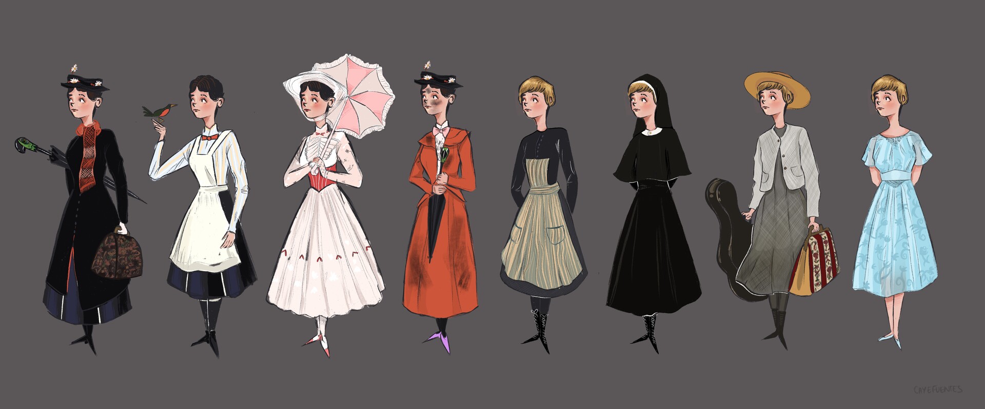ArtStation - Julie Andrew´s outfits in "Mary Poppins" and "The Sound of Music"