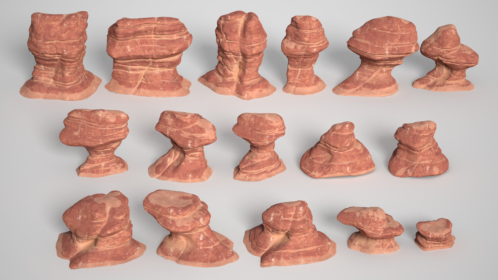 3D Models by 3D Landscape - 16 Sandstone Columns Desert - 241011