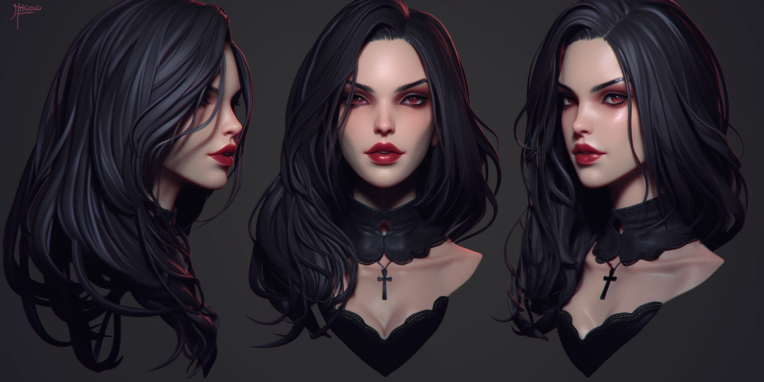 3D Head Sculpt References in 4K - Tika Art - +300 Gothic Female Vampire ...