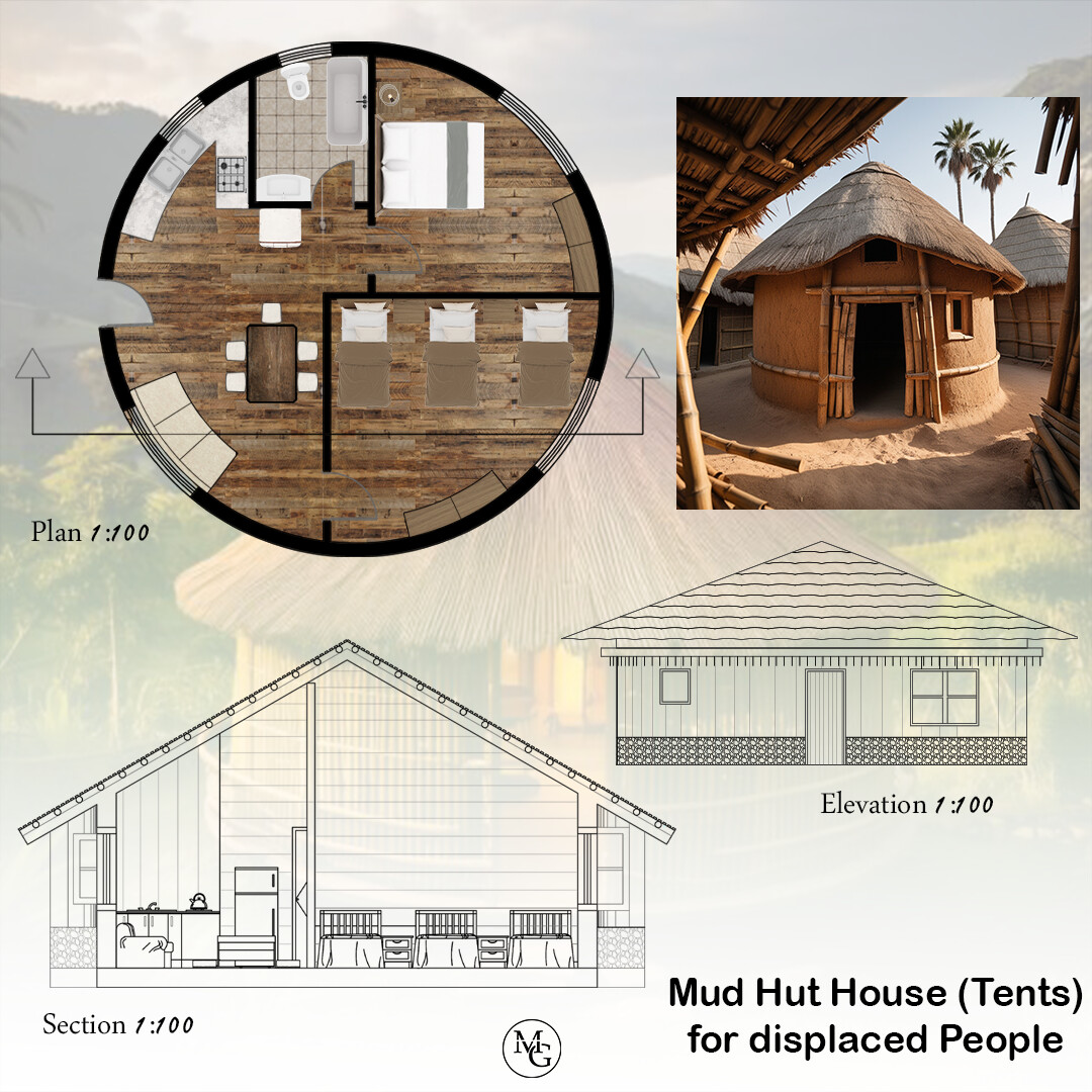 ArtStation - Mud houses (Tents) for displaced people
