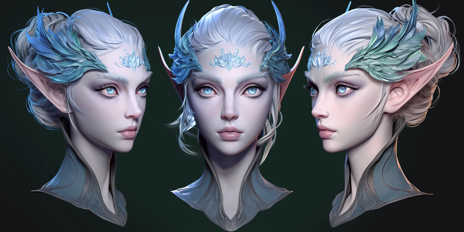 3D Head Sculpt References in 4K - Tika Art - +300 Sylph Female Head ...