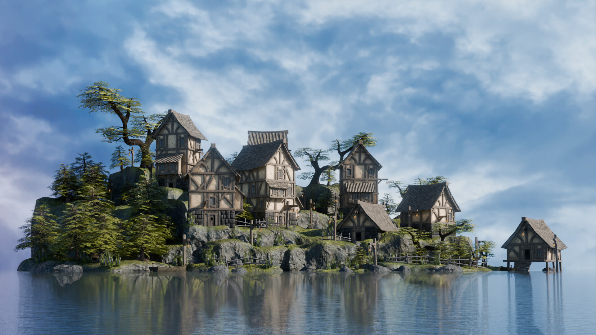 ArtStation - Modular 3D Environment - Town Day/Sunset View