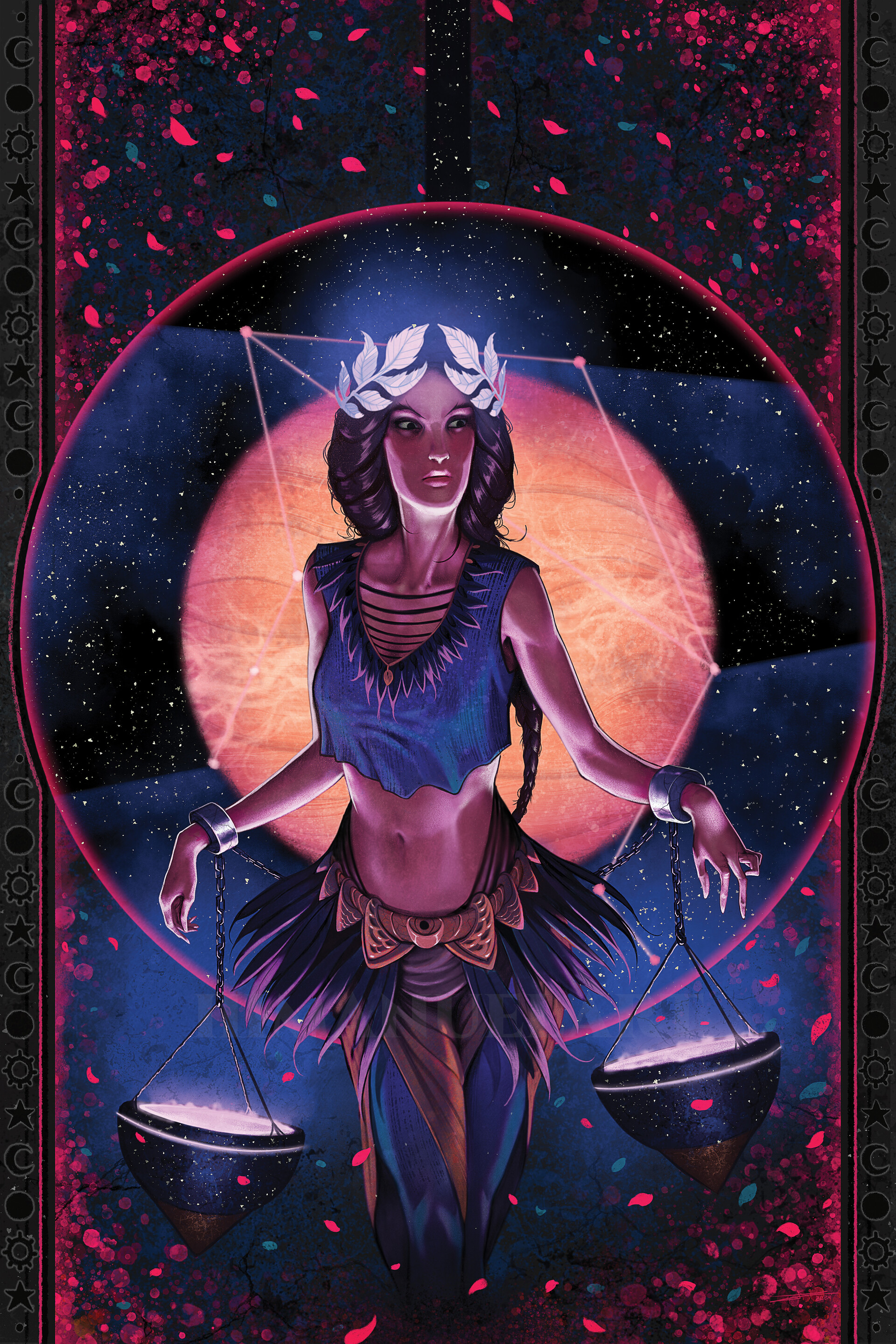 ArtStation - Horoscope Libra - pulp horror illustration