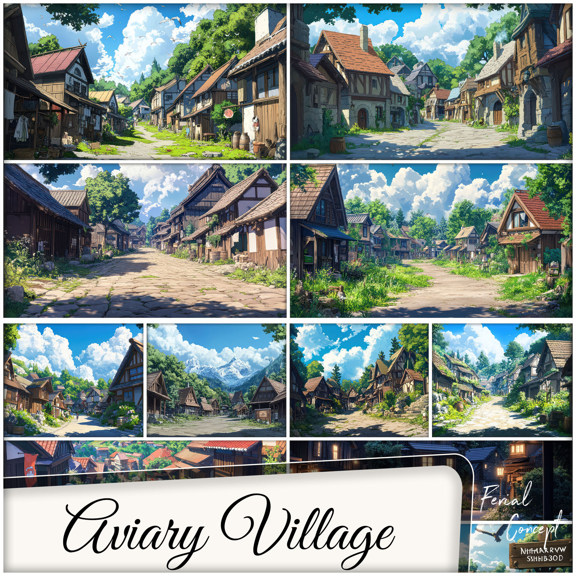 Ferial Concept - 🔹220 Aviary Village - Anime Concept Reference Image ...